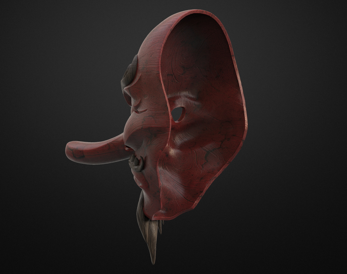 OBJ file Japanese Tengu Mask Oni Demon Mask Samurai Mask 3D print model ...