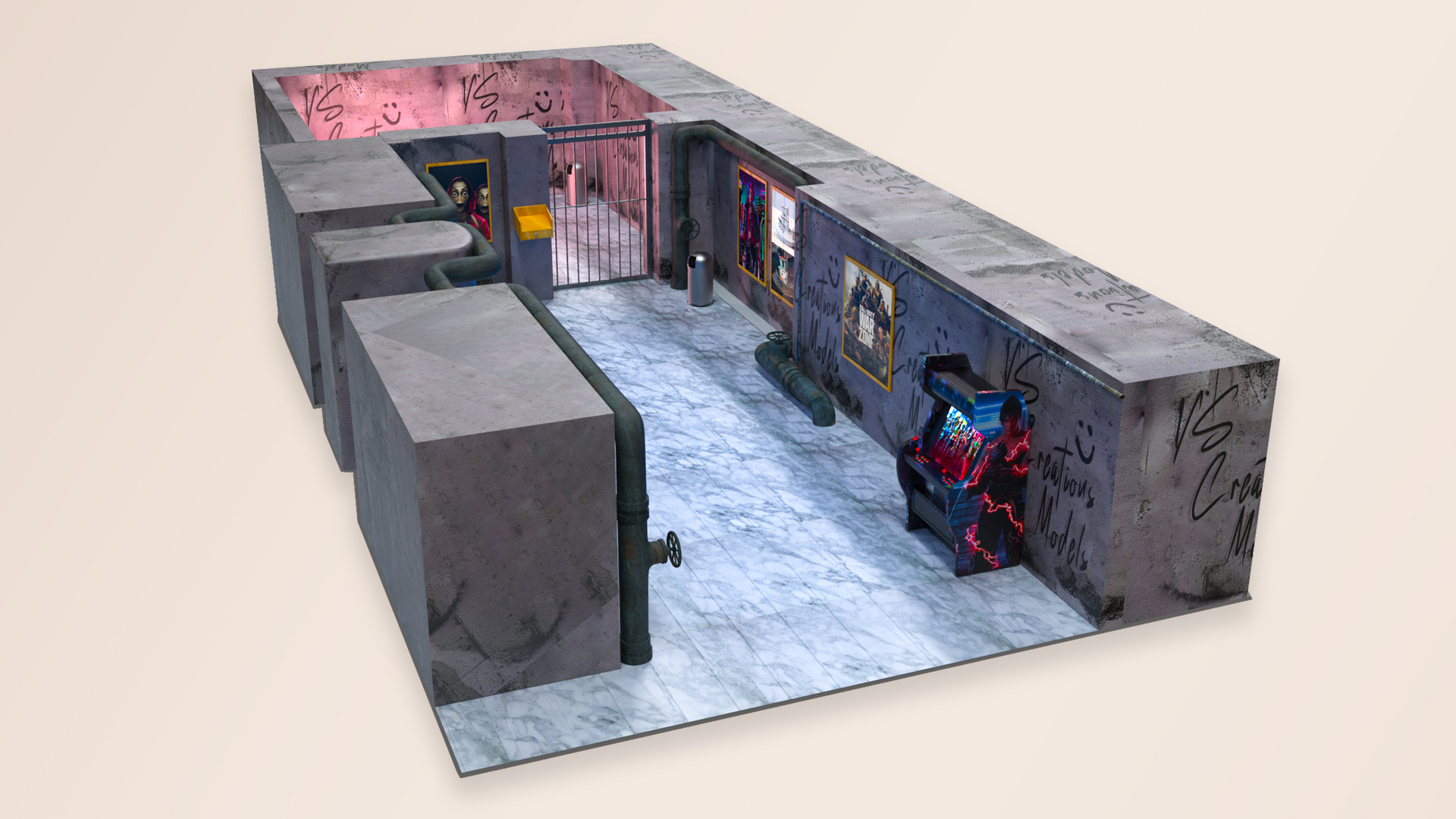3D file Game Scene 3d model Lowpoly・3D printing design to download・Cults
