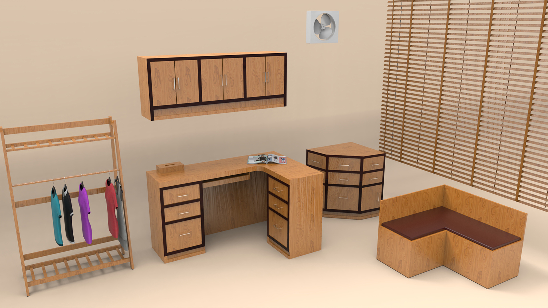 3D file office interior props low poly 3d・Design to download and 3D ...