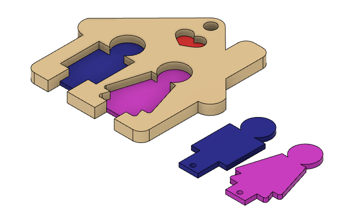 STL file Keychain couple love.・3D printer design to download・Cults