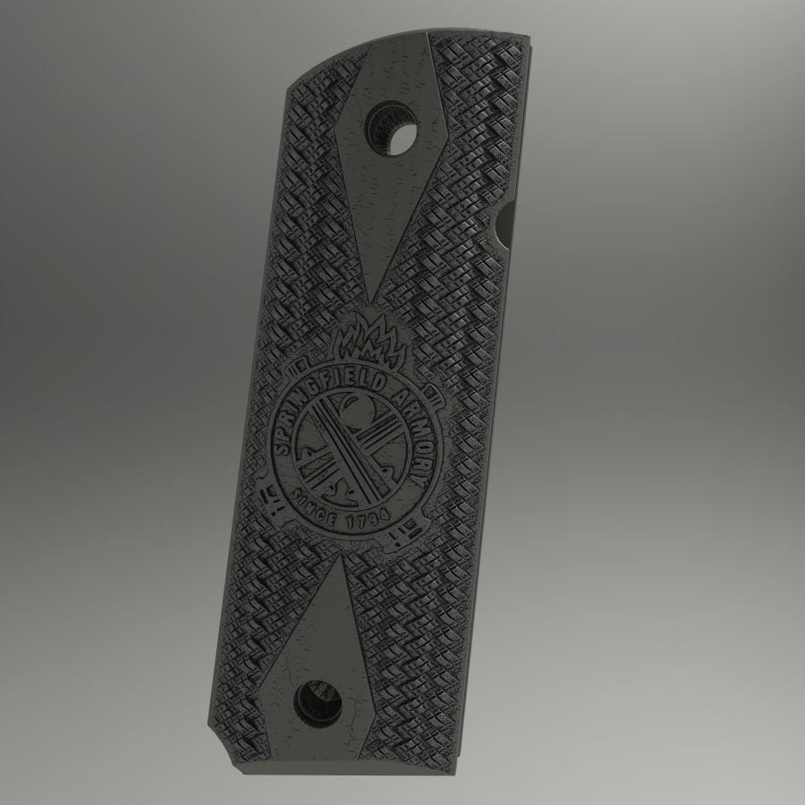 3D file COLT 1911 BASIC GRIPS WITH PATTERN AND SPRINGFIELD LOGO 🔫 ...
