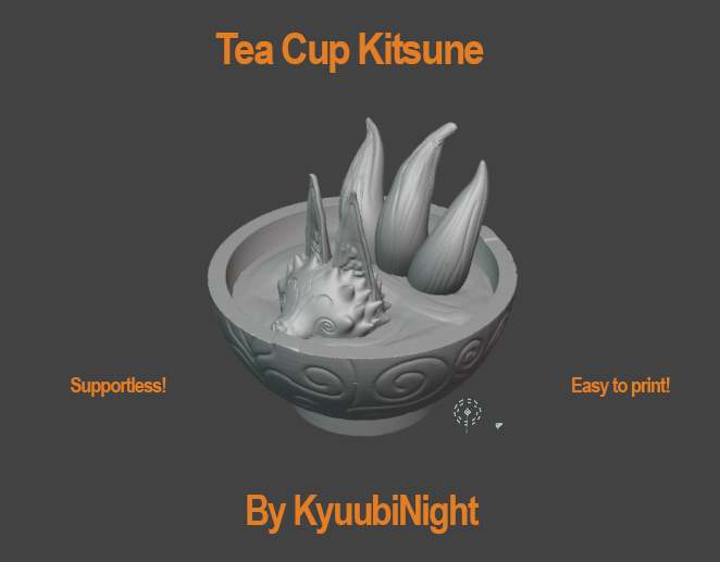 Free 3D file Kitsune bathing in a tea cup・Template to download and 3D ...