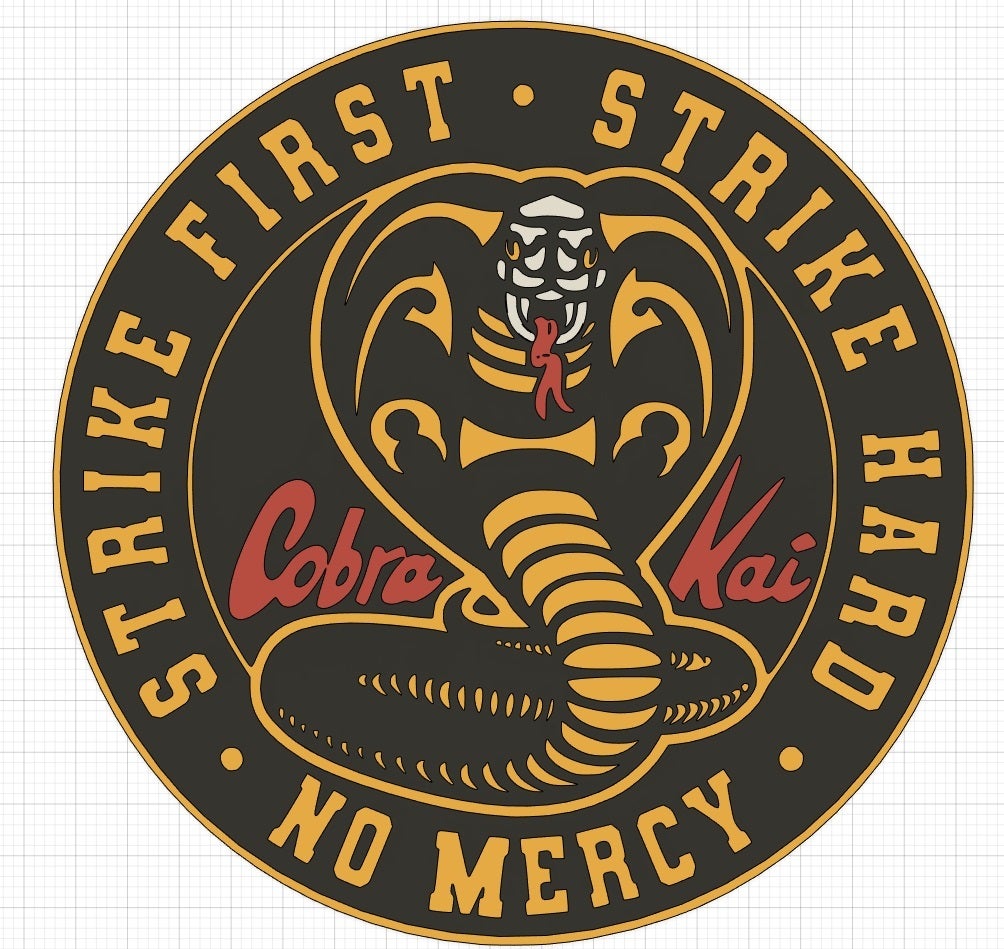 Archivo STL gratis Emblema del logotipo de Cobra Kai・Plan imprimible en 3D para descargar・Cults