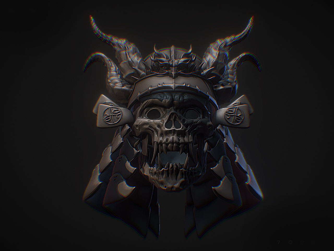 OBJ file Demonic Samurai Helmet・3D print design to download・Cults