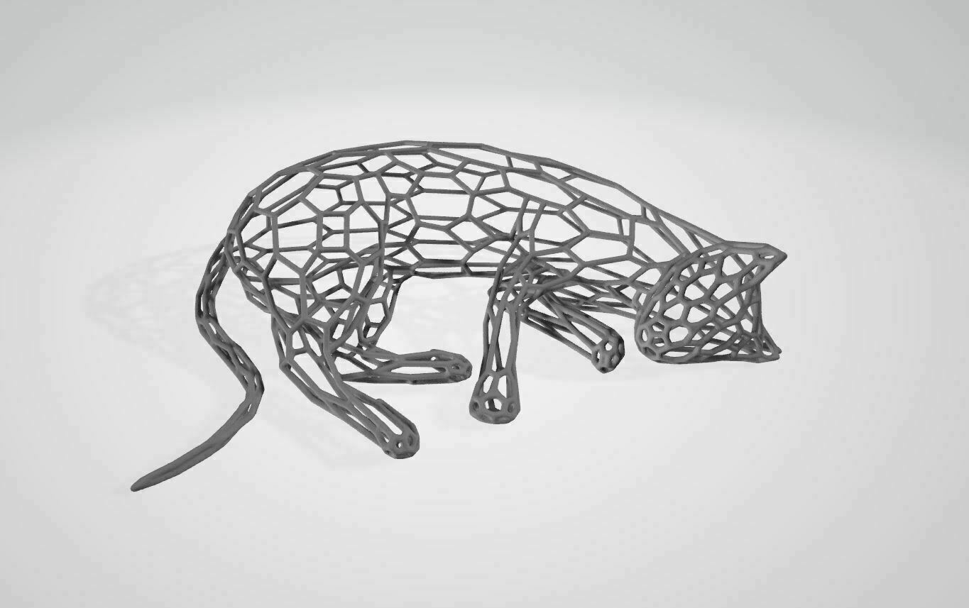 STL file cat voronoi - Lying - Sleeping・3D print model to download・Cults