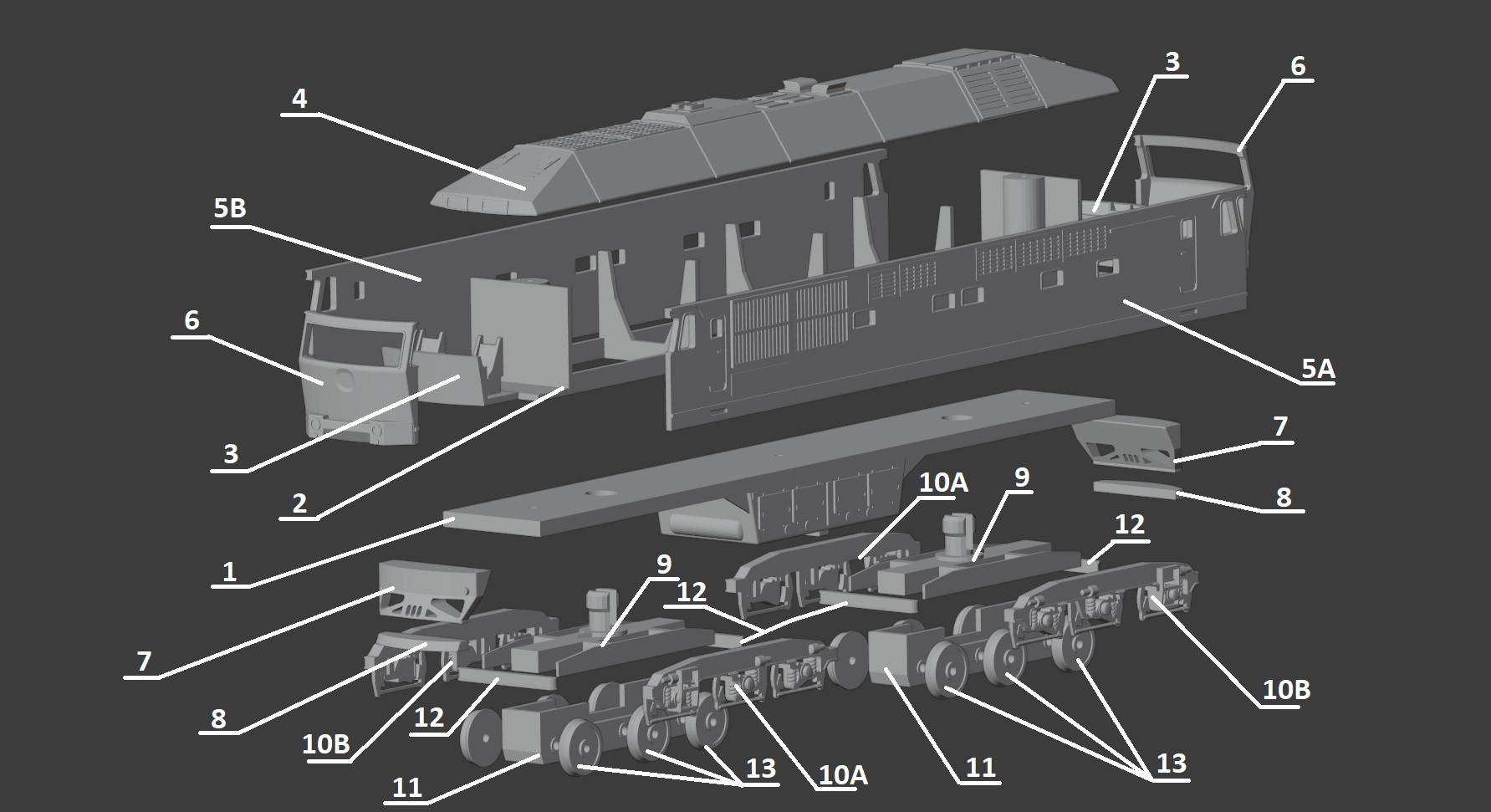 STL file TEP70 DIESEL LOCOMOTIVE (1/87) 🚂・3D print object to download・Cults