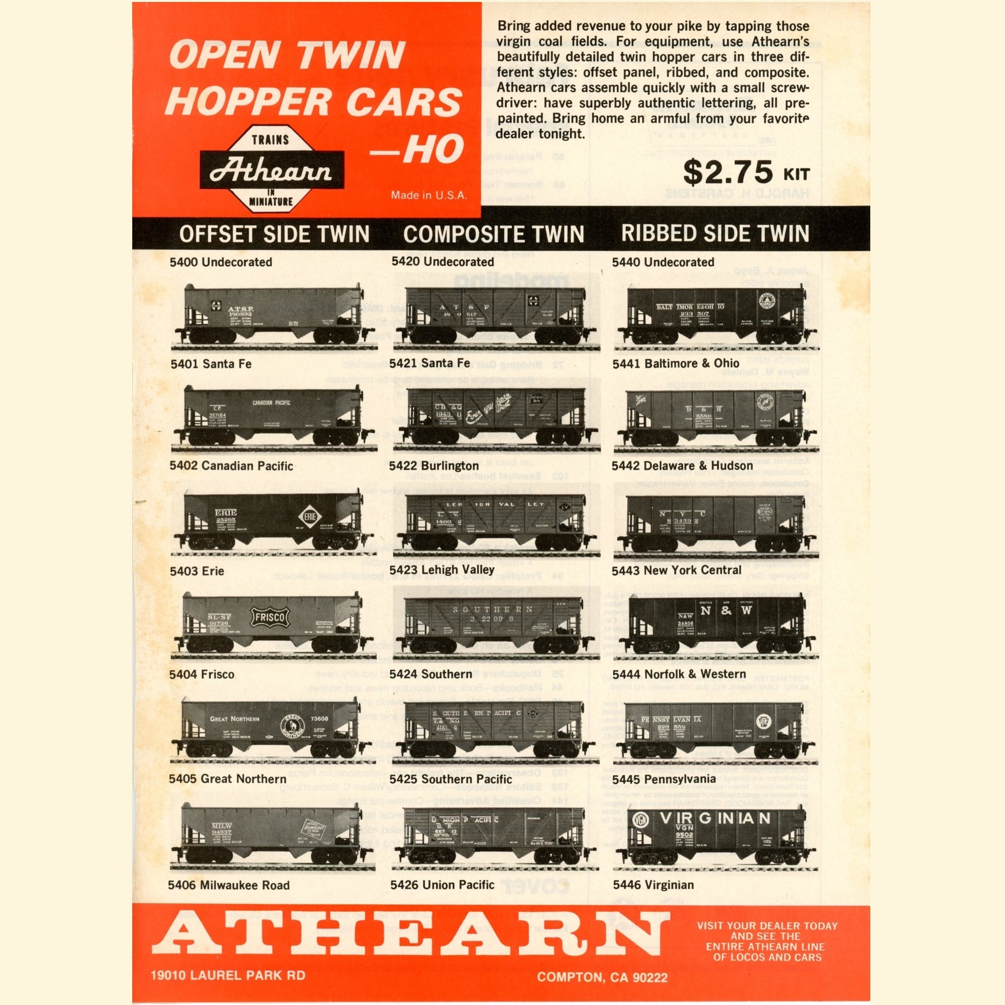 STL file HO Scale 5400 series 2-bay Athearn "Blue Box" Hopper Car ...