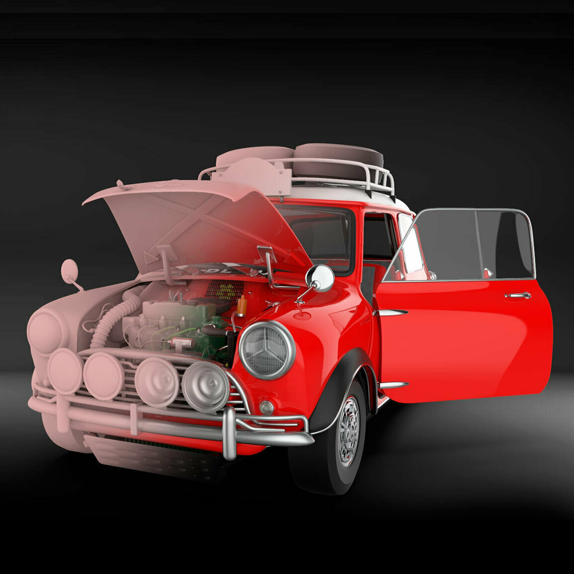 OBJ file Mini Morris Cooper Rally Montecarlo・3D printer design to ...