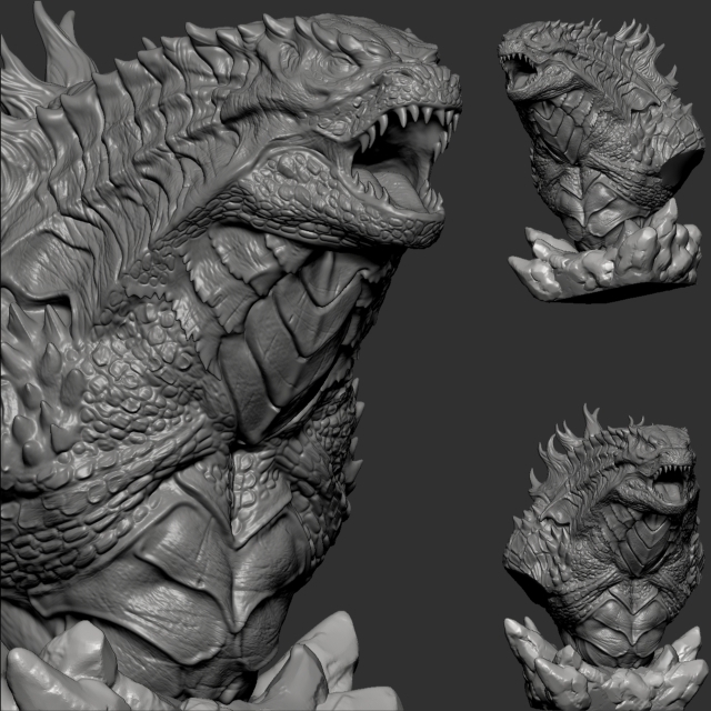 3D file godzilla-bust 🎨・3D printable model to download・Cults