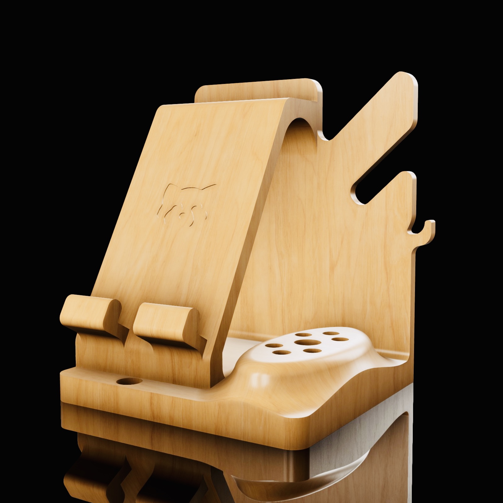 STL file Wooden Phone Dock with Organizer・3D printer design to download ...