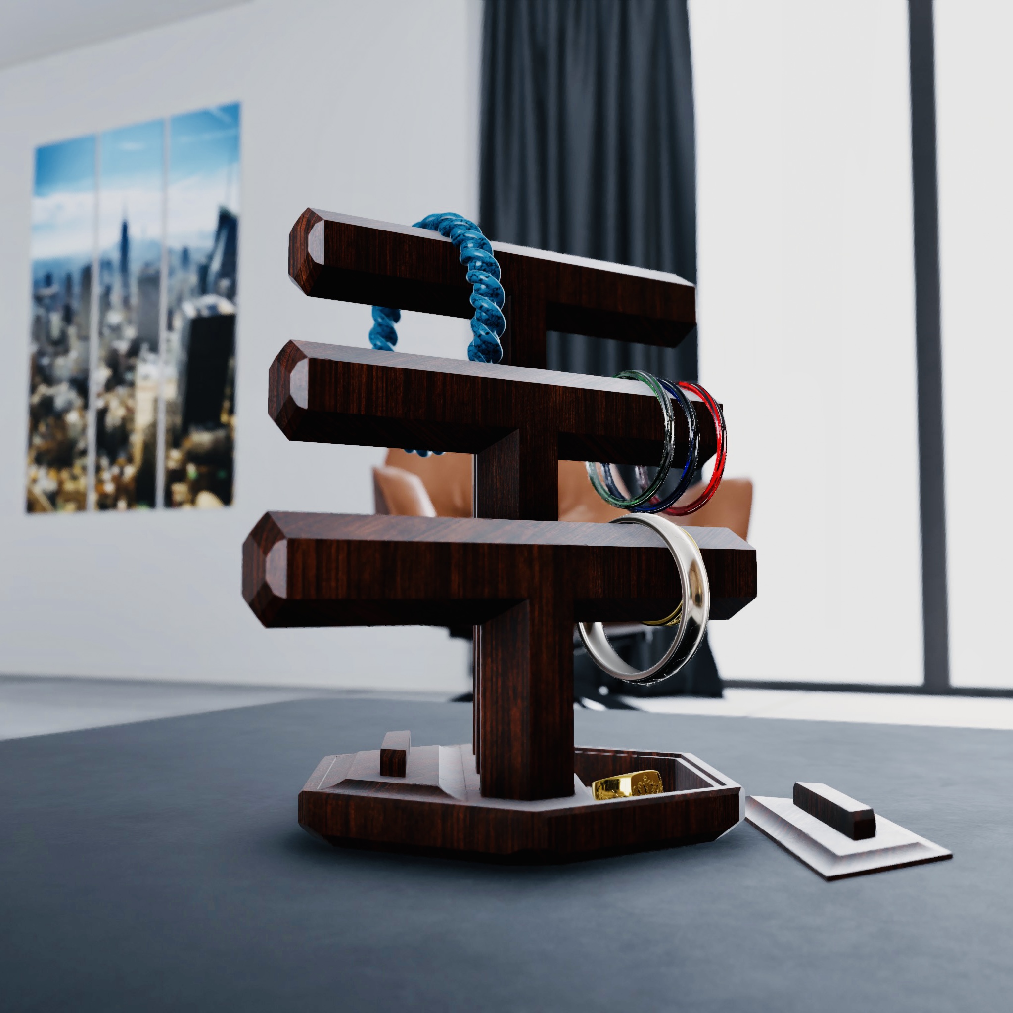 3D file Wooden Pillar Jewelry Stand 🪵・Model to download and 3D print・Cults