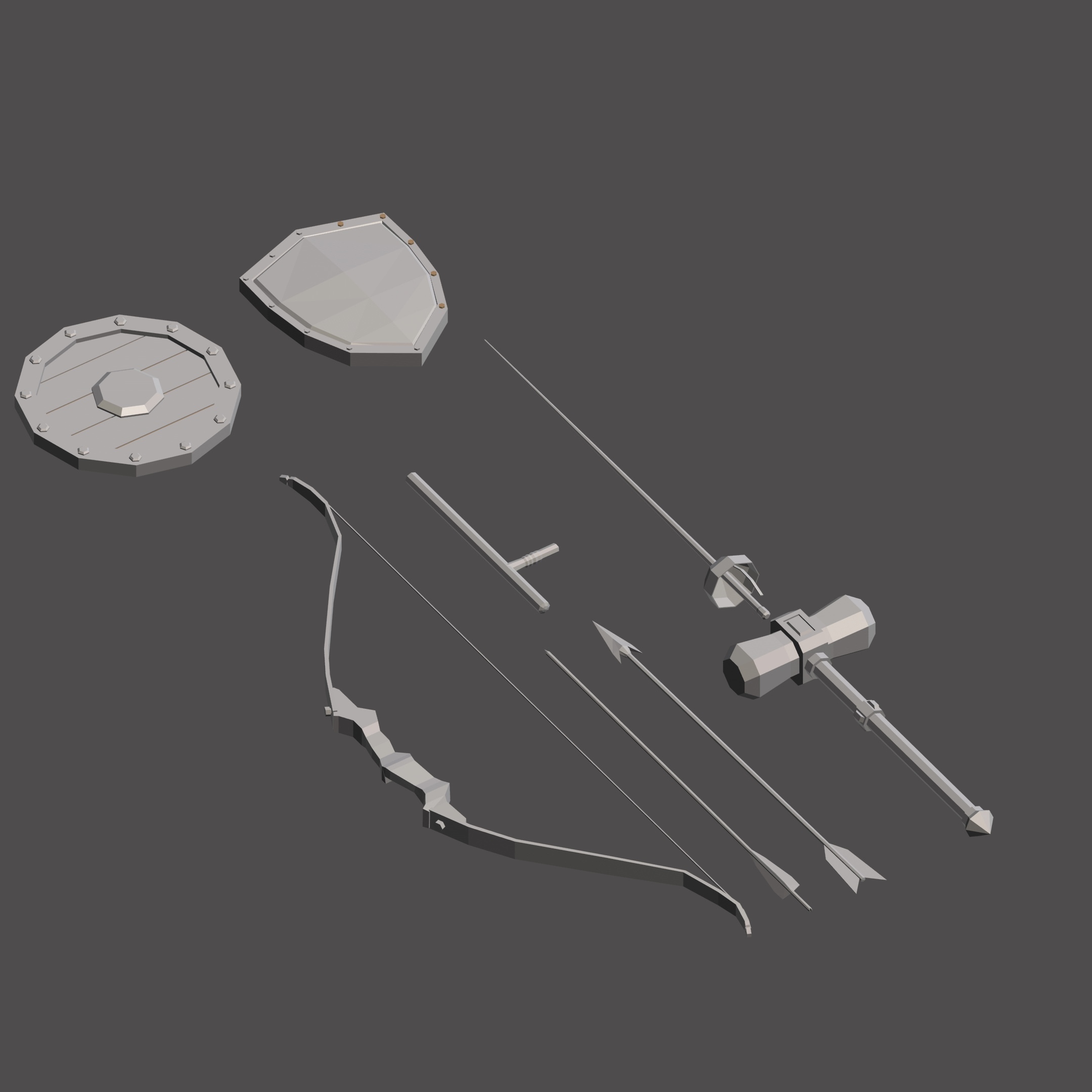 Free STL file Weapons pack figurines / toys low poly・Object to download ...