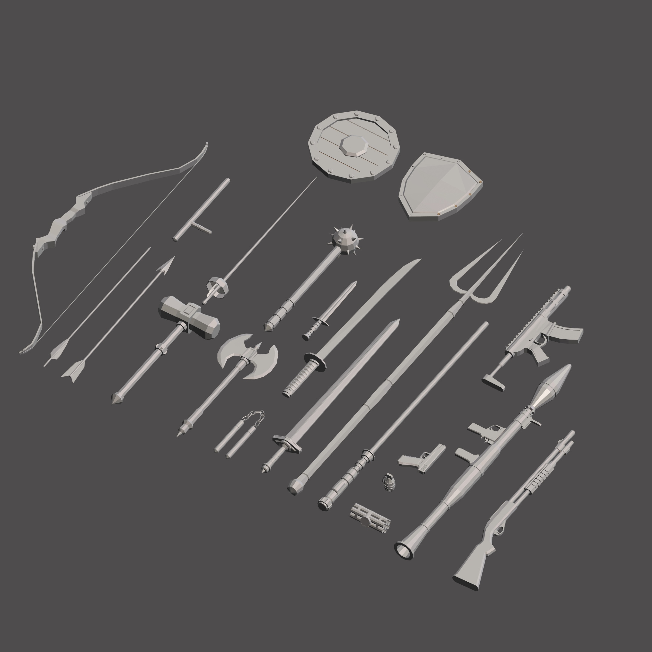 Free STL file Weapons pack figurines / toys low poly・Object to download ...