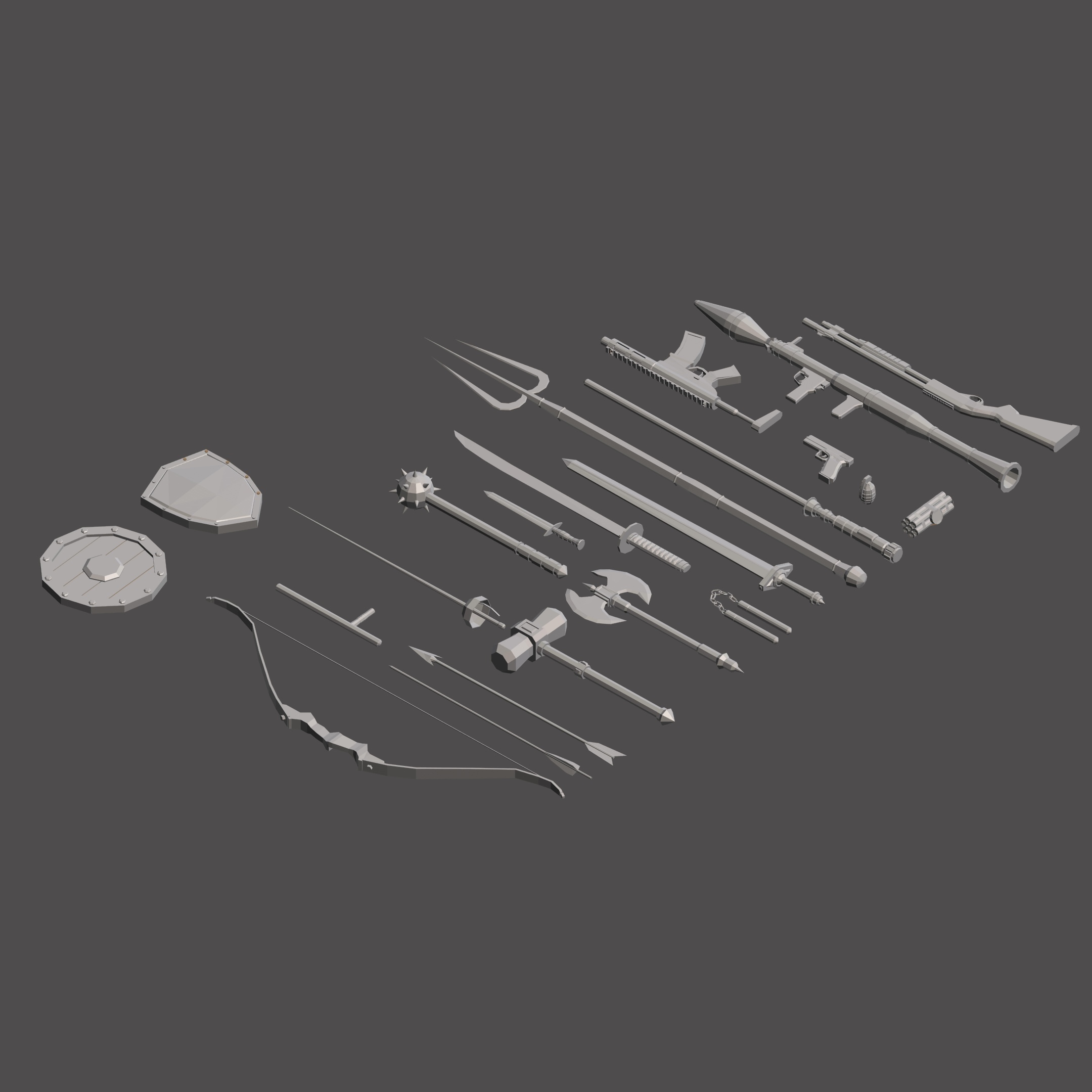 Free STL file Weapons pack figurines / toys low poly・Object to download ...