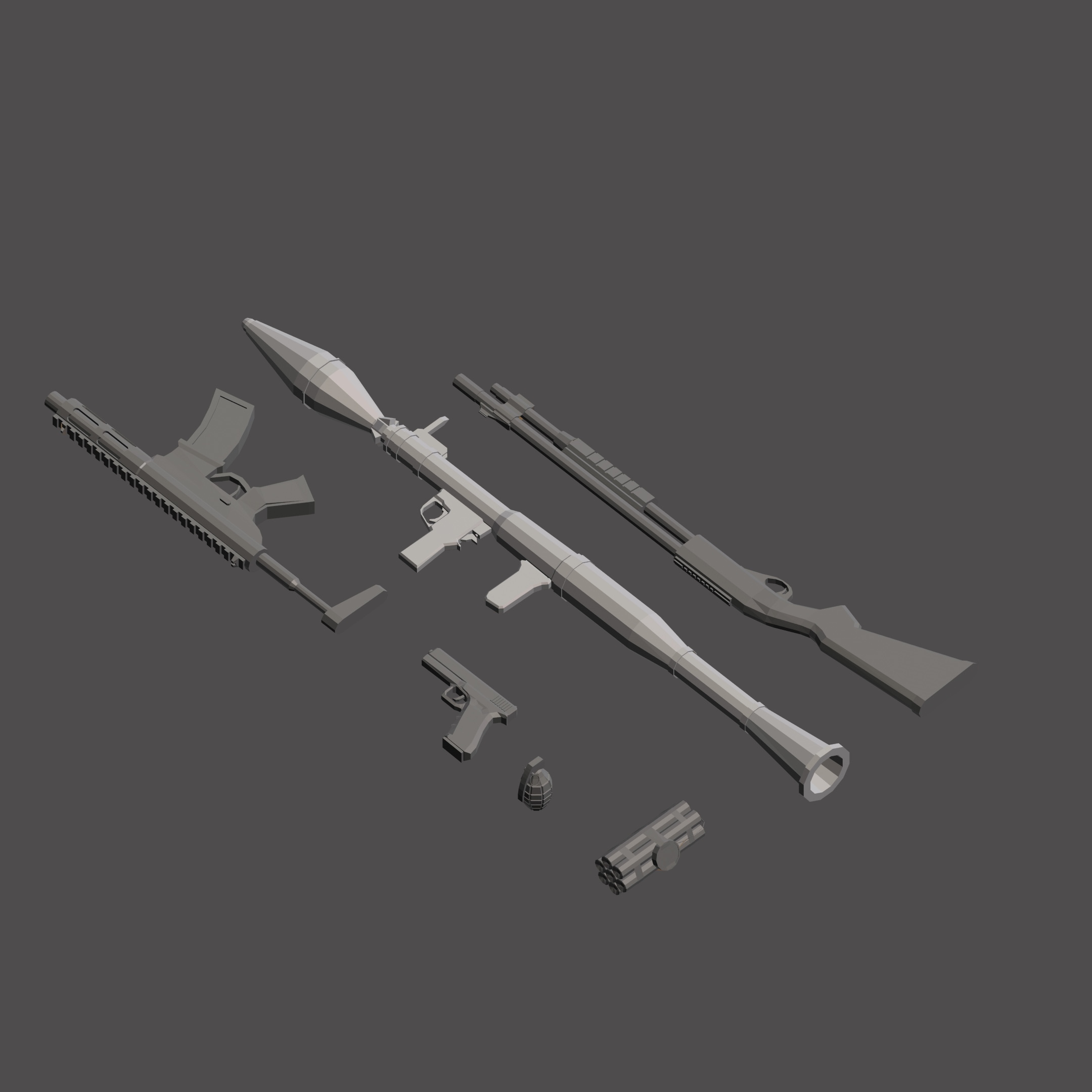 Free STL file Weapons pack figurines / toys low poly 🔫・Object to ...