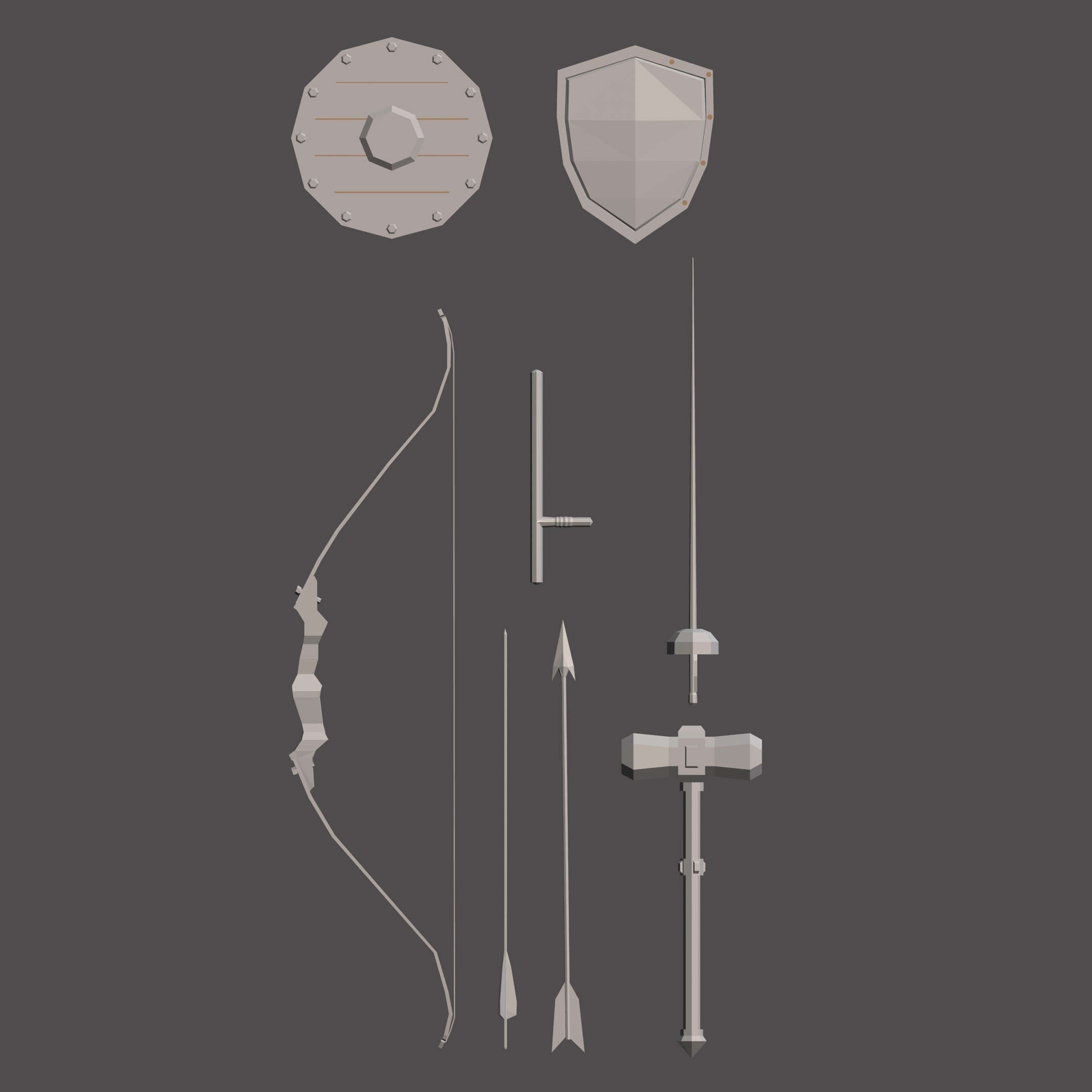 Free STL file Weapons pack figurines / toys low poly 🔫・Object to ...