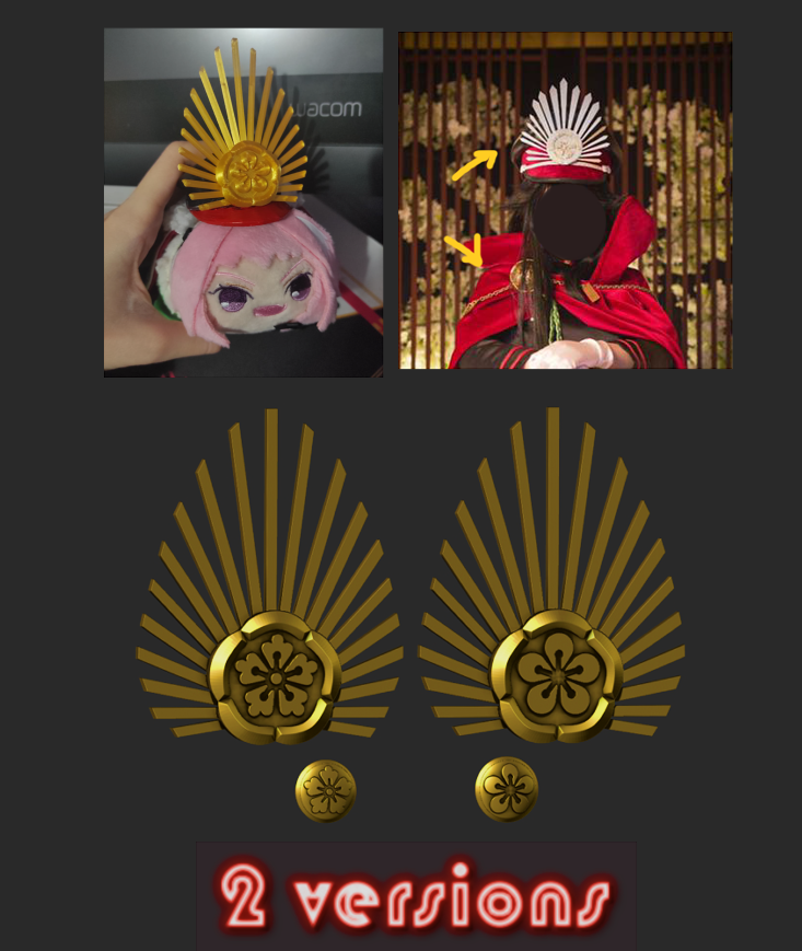 3D file Oda Nobunaga cosplay fgo pack accessories hat and cap button ...