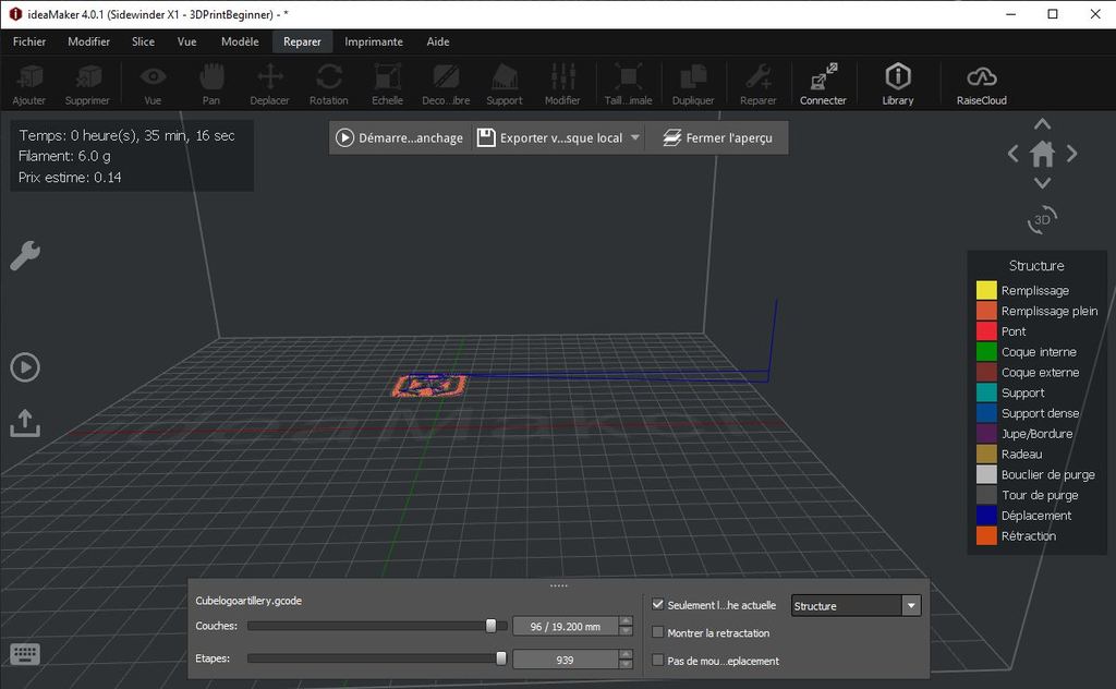 Fichier STL gratuit pause a hauteur ideamaker ( artillerie sidewinder ...