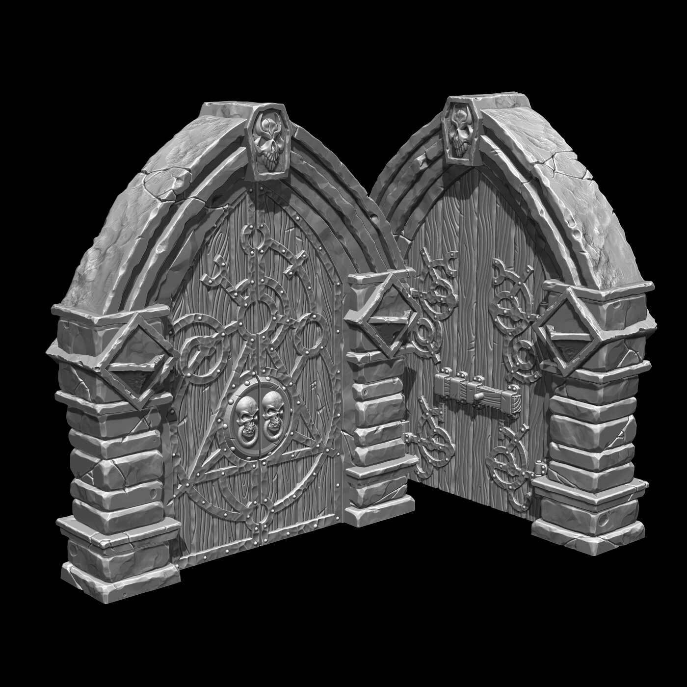 3D file Necromancer Double Doors - dungeon terrain・3D printing idea to ...