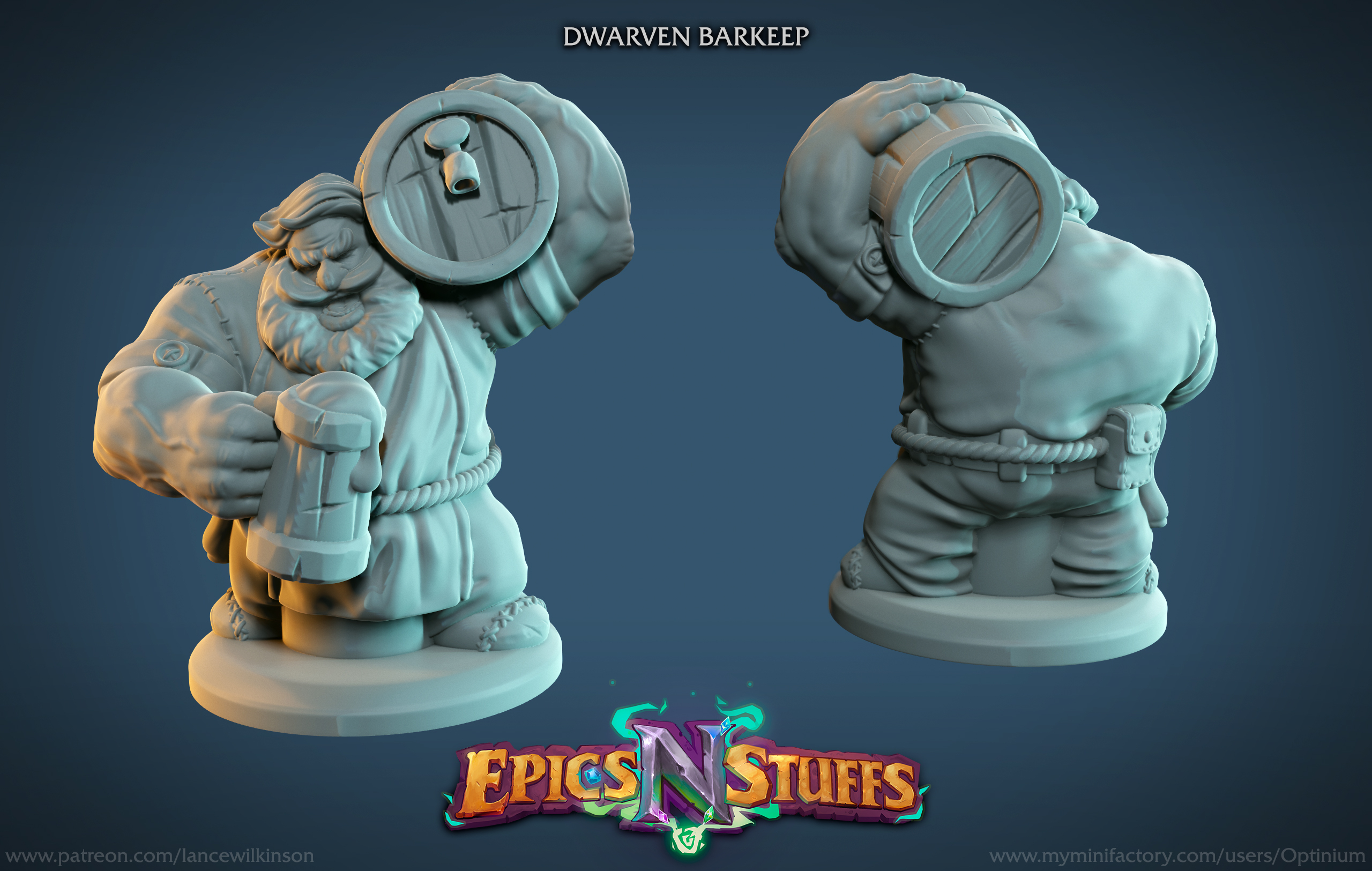 STL file Dwarven Barkeep Miniature - Pre-Supported・Template to download ...