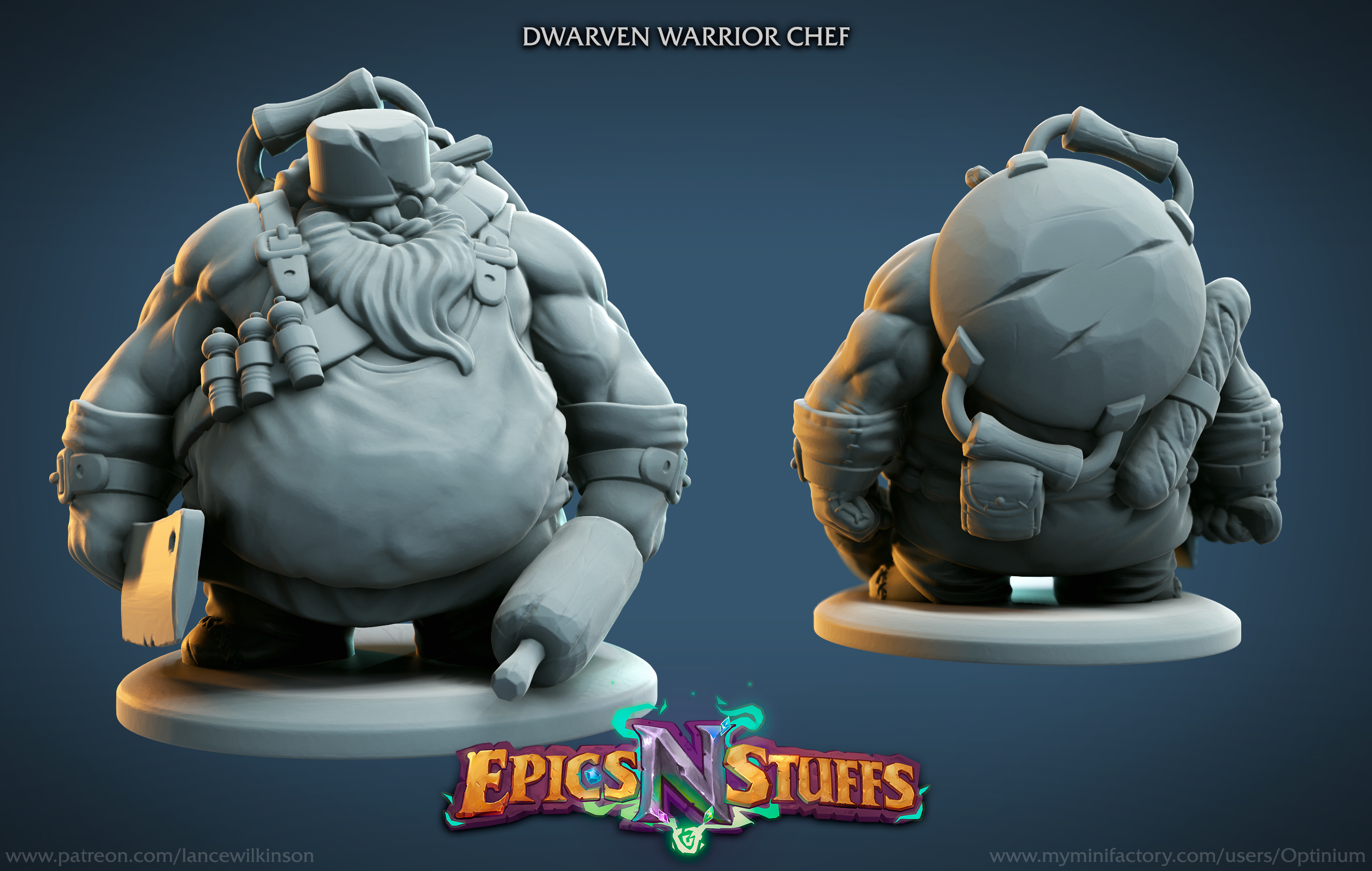 STL file Dwarven Warrior Chef Miniature- Pre-Supported・3D printing ...