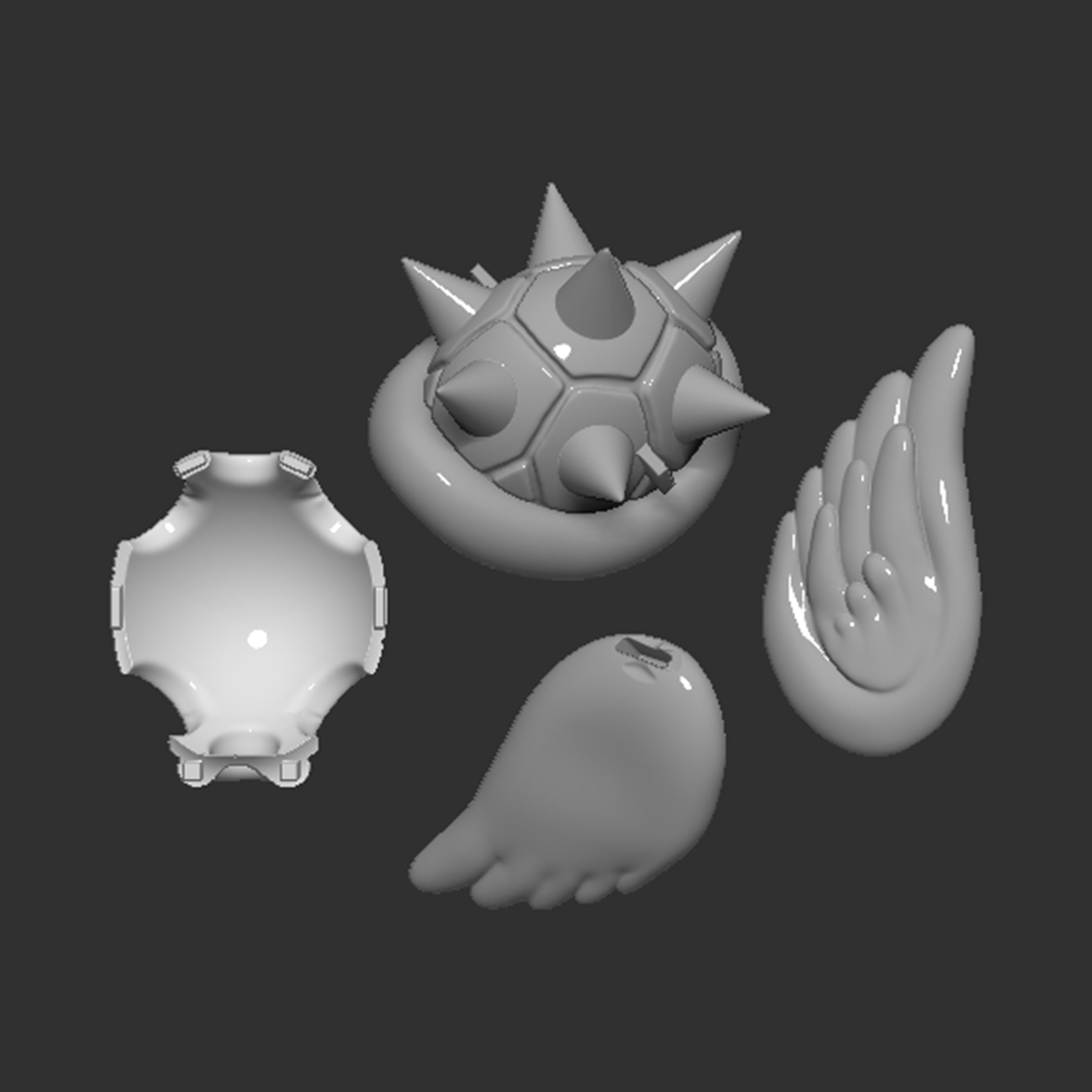 STL file Mario Tortoise Shell with Spiny and Wings・3D printable design ...