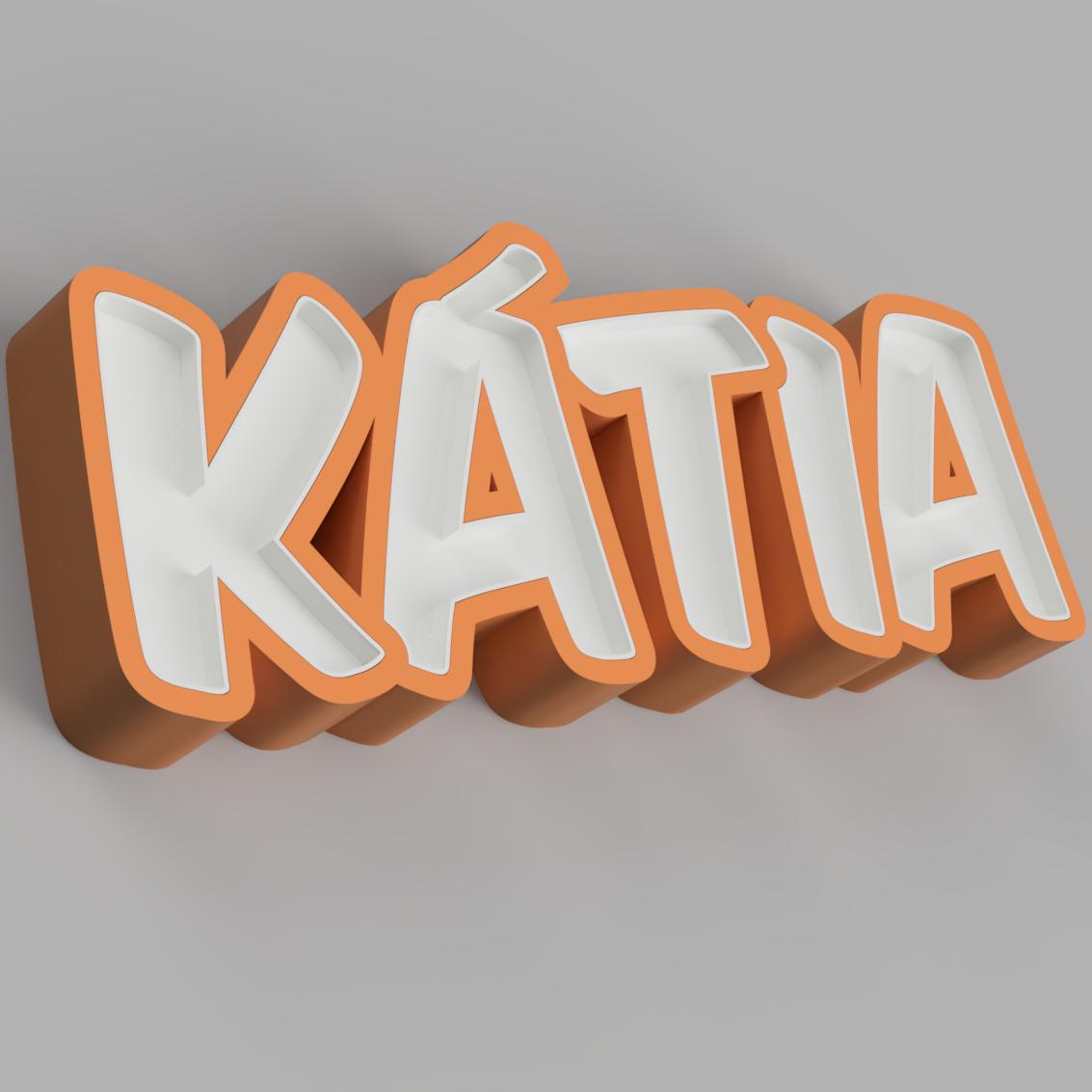 3D file NAMELED KÁTIA - LED LAMP WITH NAME・3D print design to download ...