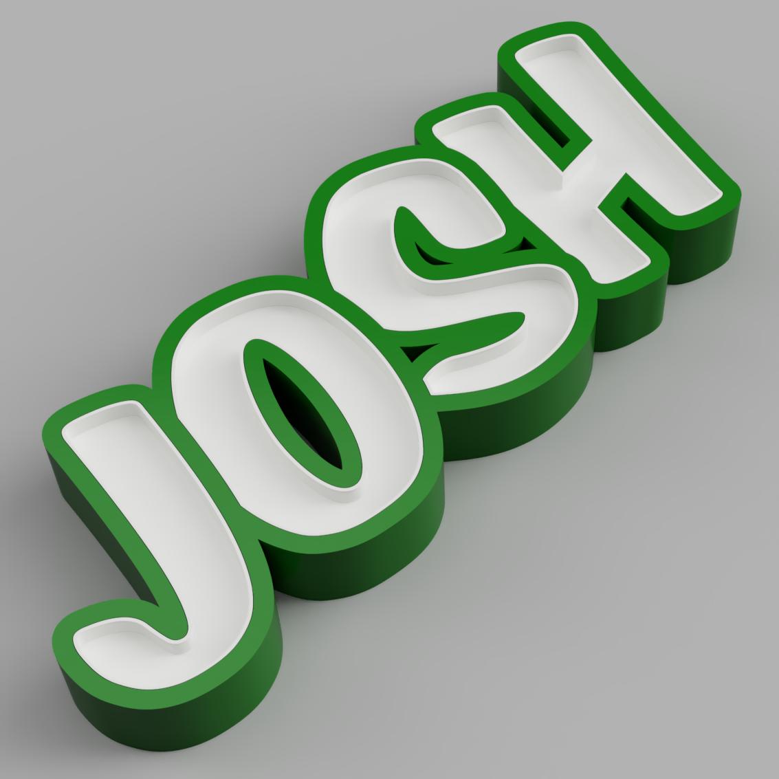 Archivo 3D NAMELED JOSH - LÁMPARA LED CON NOMBRE・Objeto de impresión 3D ...