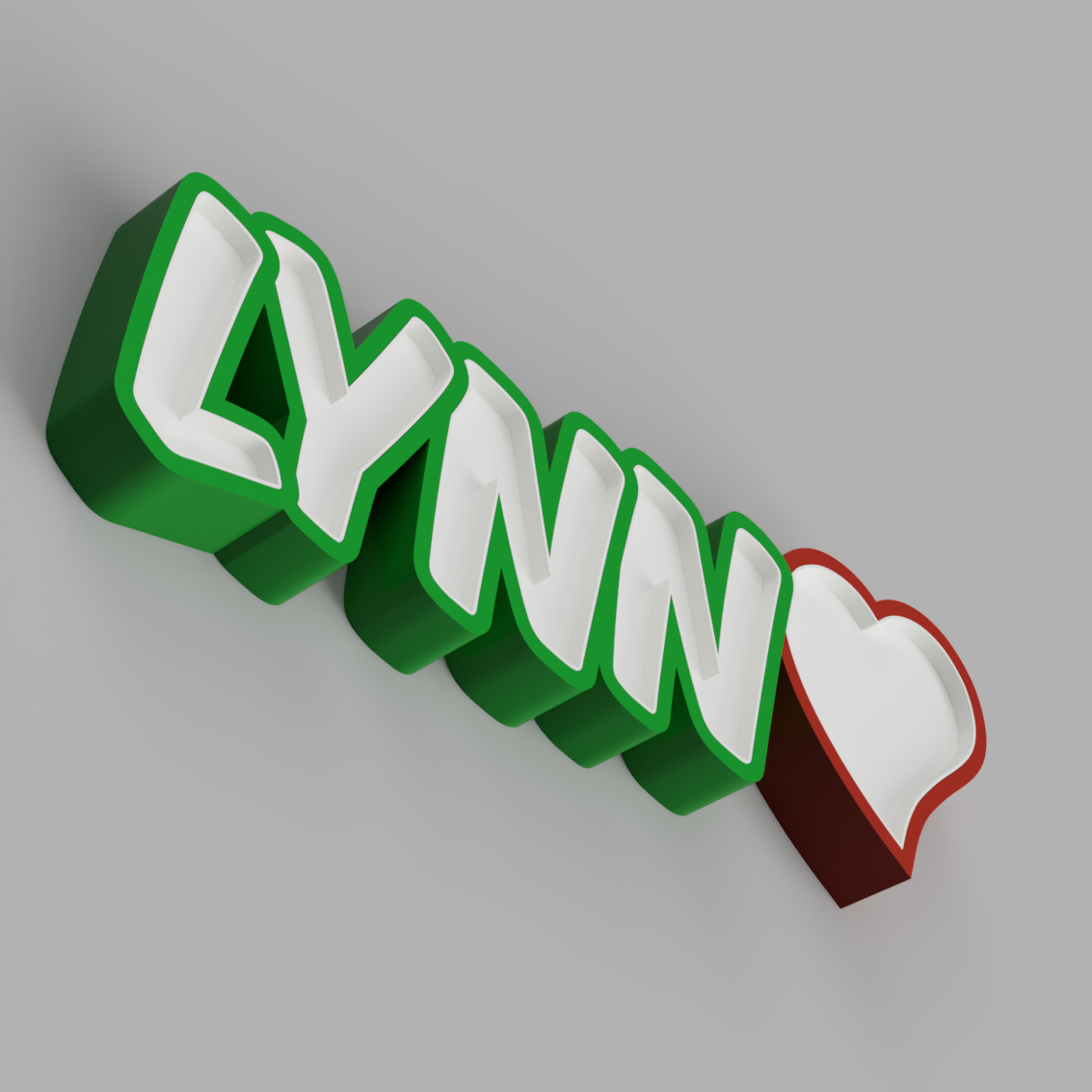 3D file NAMELED LYNN (WITH HEART) - LED LAMP WITH NAME・3D printing idea ...