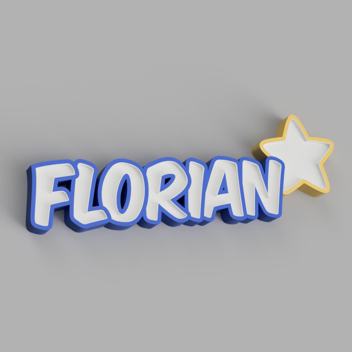 3D file NAMELED FLORIAN (WITH STAR) - LED LAMP WITH NAME・3D printing ...
