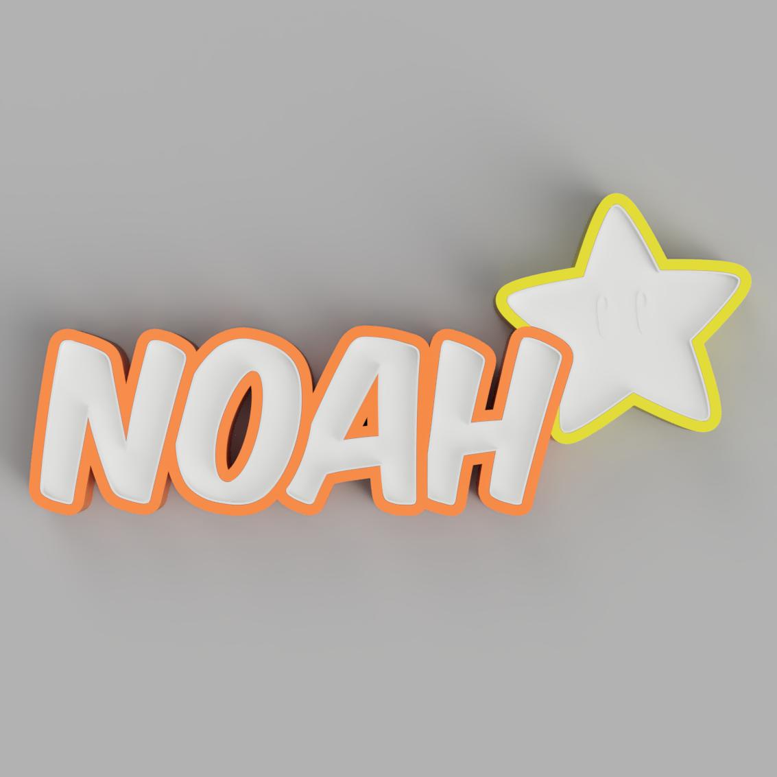 Archivo 3D NAMELED NOAH (WITH STAR) - LÁMPARA LED CON NOMBRE・Objeto ...