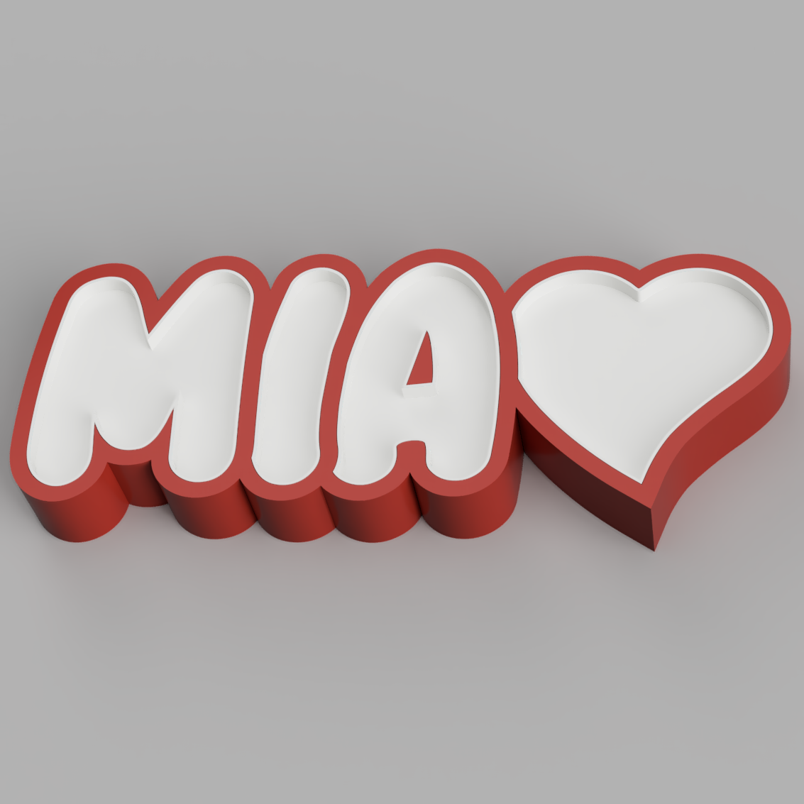 3D file NAMELED MIA (WITH A HEART) - LED LAMP WITH NAME・3D print model ...