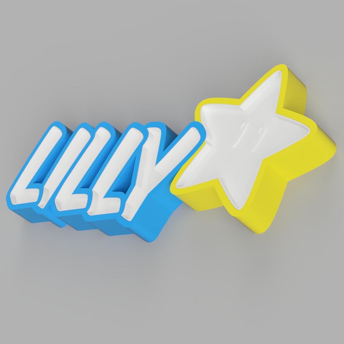 3D file NAMELED LILLY (WITH STAR) - LED LAMP WITH NAME・3D print model ...