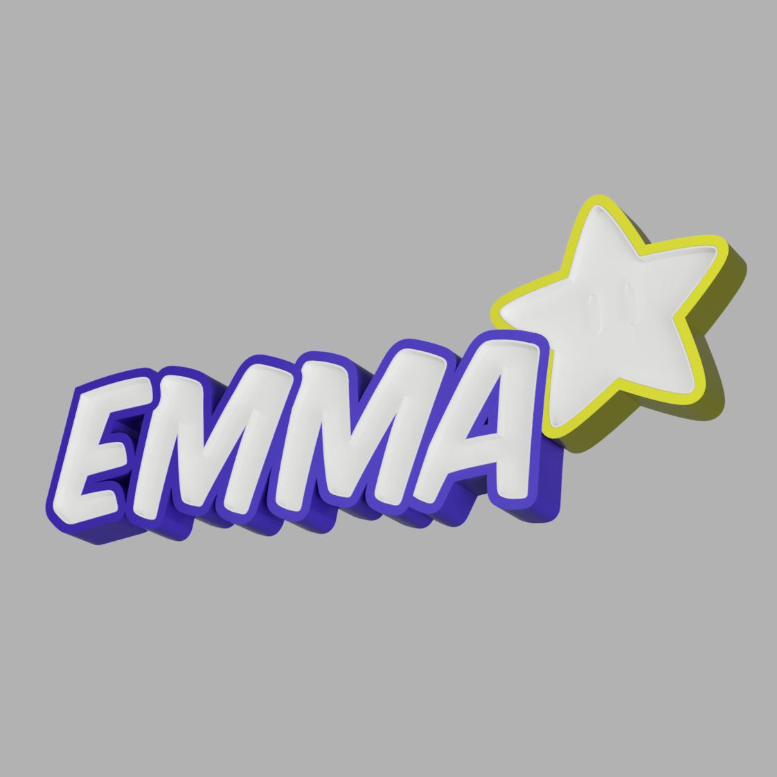 Fichier 3D NAMELED EMMA (WITH A STAR) - LAMPE À LED AVEC NOM・Design ...