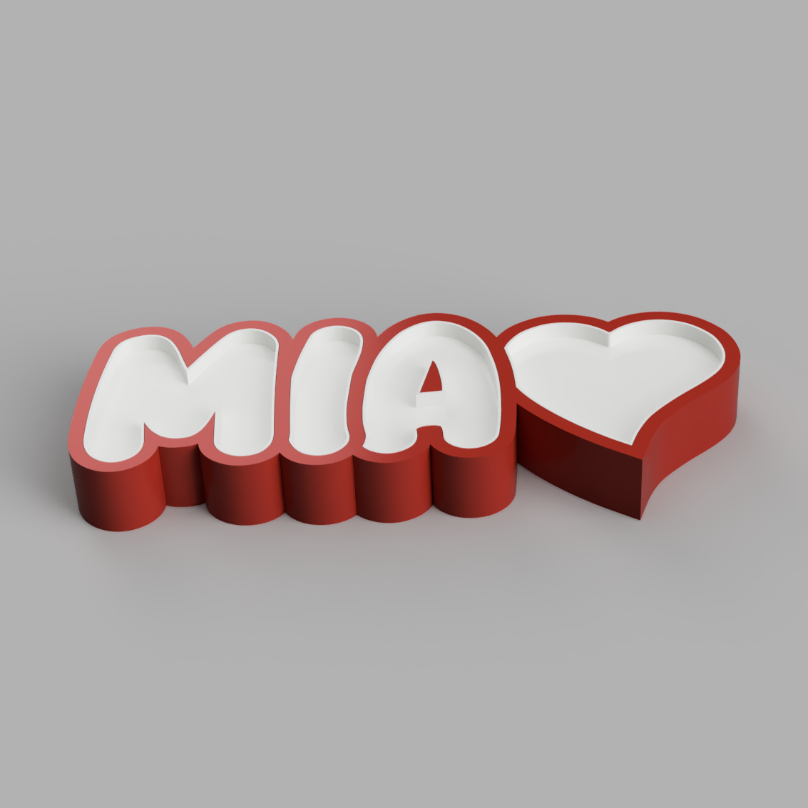 3D file NAMELED MIA (WITH A HEART) - LED LAMP WITH NAME・3D print model ...