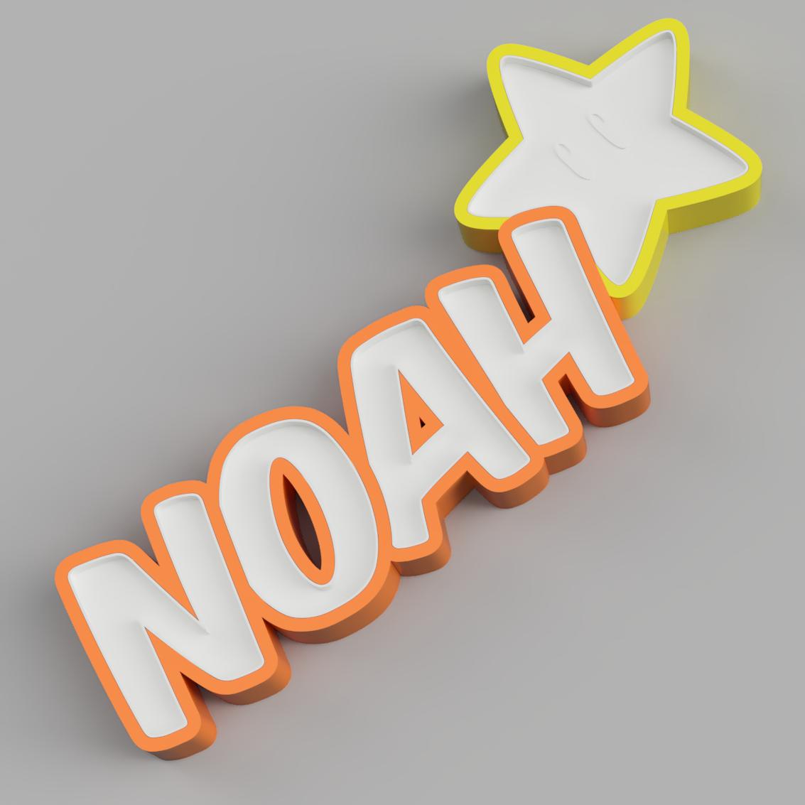 Archivo 3D NAMELED NOAH (WITH STAR) - LÁMPARA LED CON NOMBRE・Objeto ...