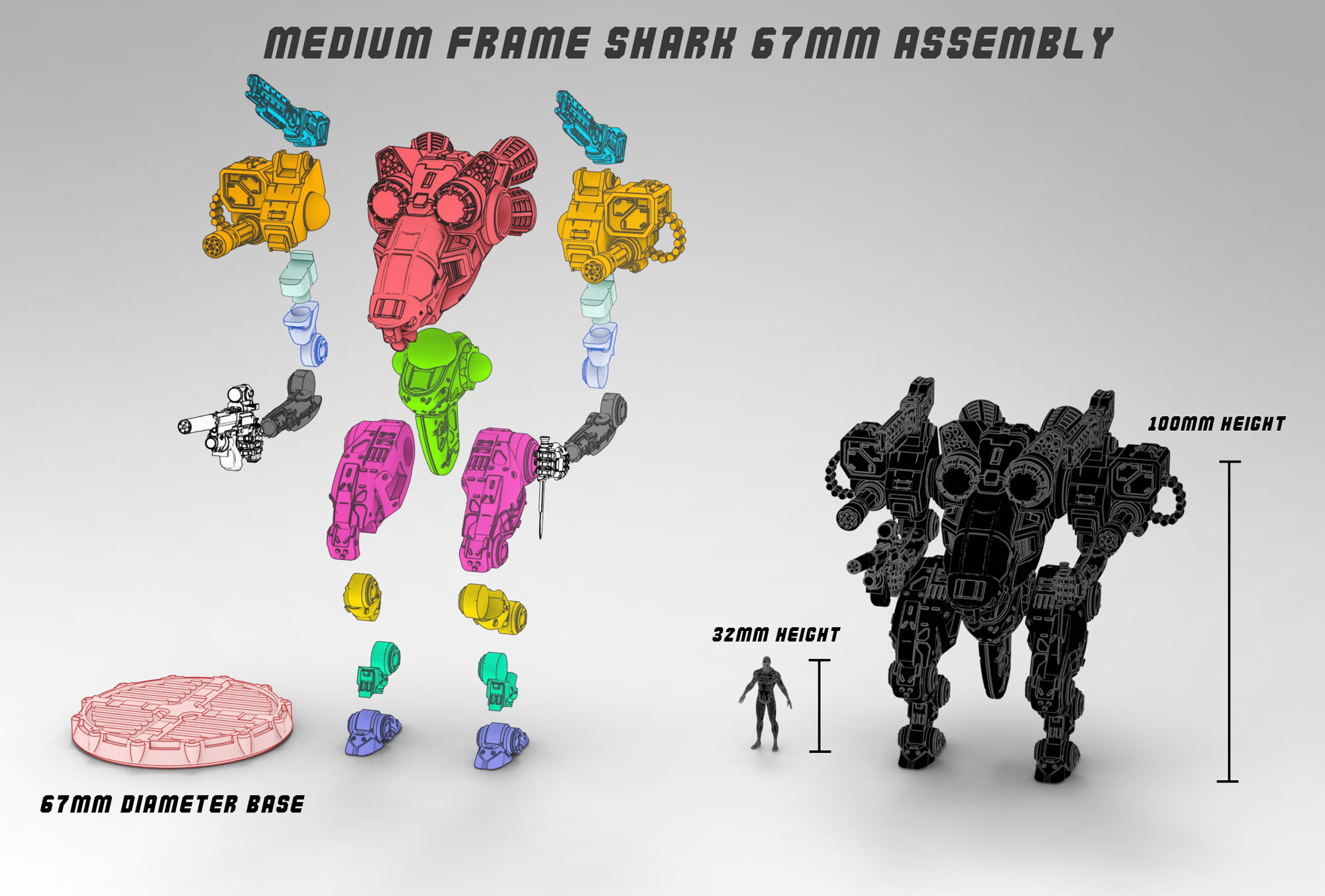 3D file Shark Class Combat Mech Over 100mm in Height with 67mm diameter ...