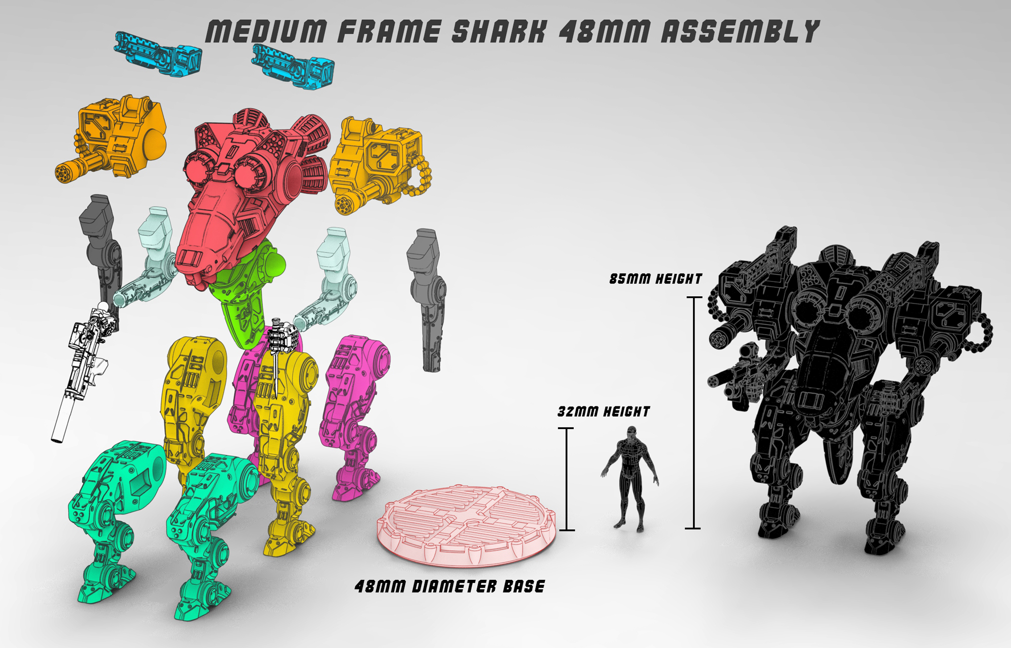3D file Shark Class Combat Mech Over 85mm Height・3D printing design to ...