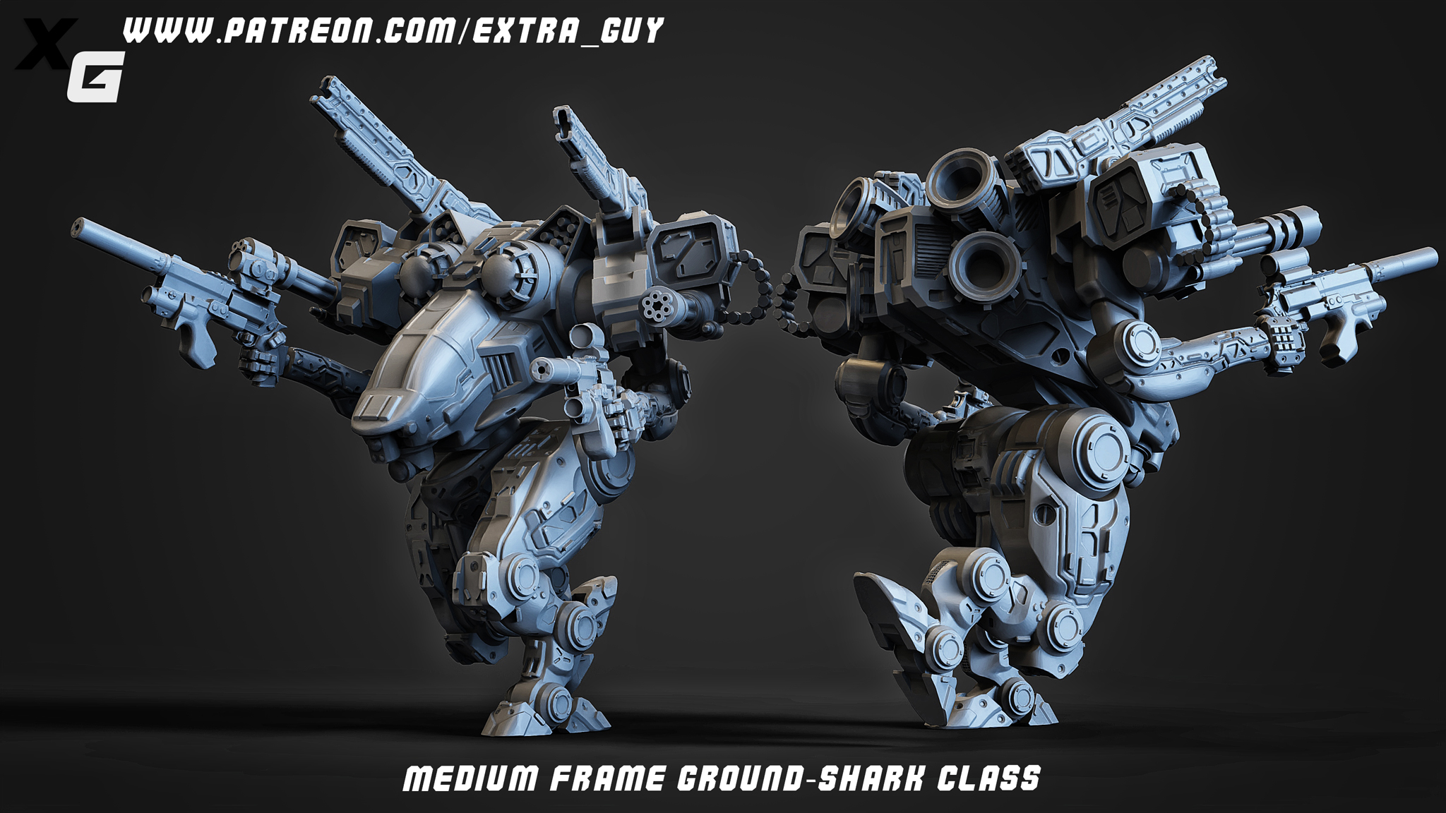 3D file Shark Class Combat Mech Over 85mm Height・3D printing design to ...