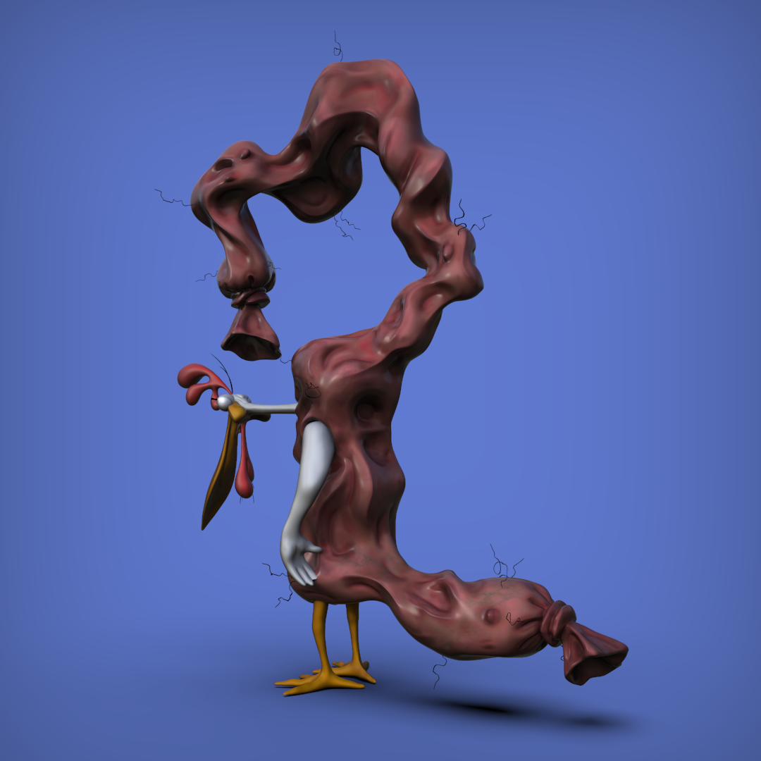 STL file Uglyest weenie - Ugly sausage - Cow and chicken 90s show・3D ...
