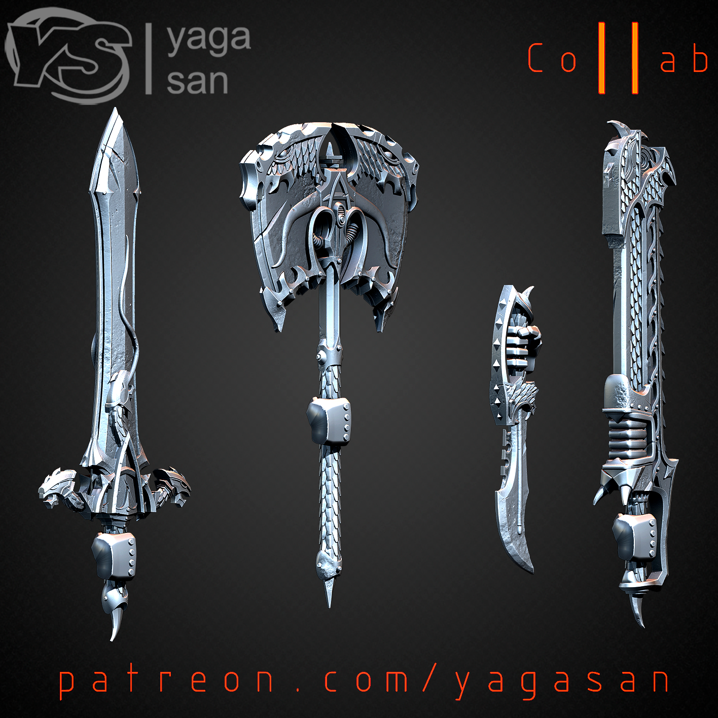 STL file ALPHA LEGION WEAPONS PACK 🔫・3D printer design to download・Cults