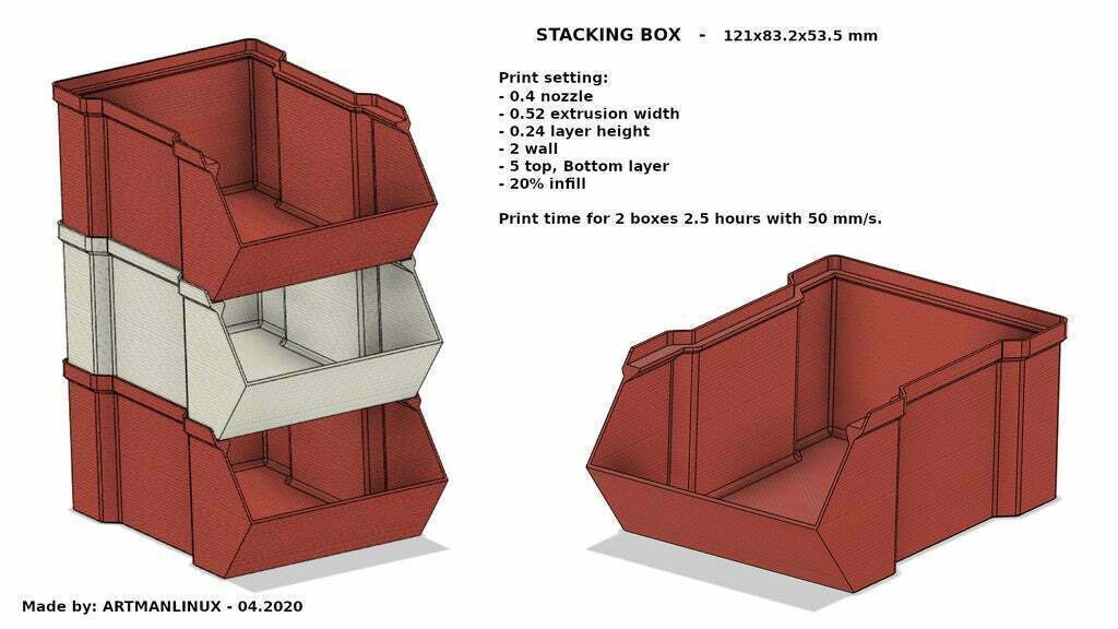 Free STL file Stacking box - garage 80x120x50・3D printing idea to ...