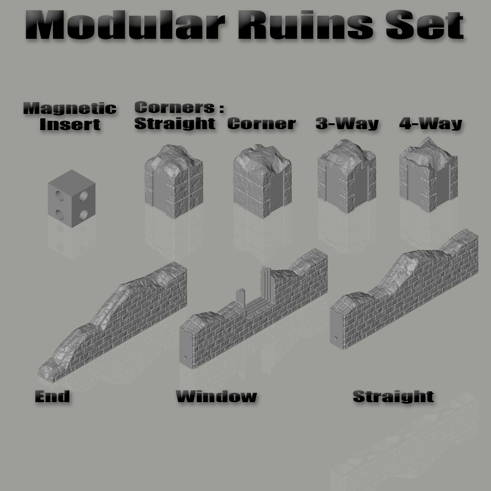 Free STL file Modular Ruins Set for Tabletop Games (Brick Walls) 🎲・3D ...