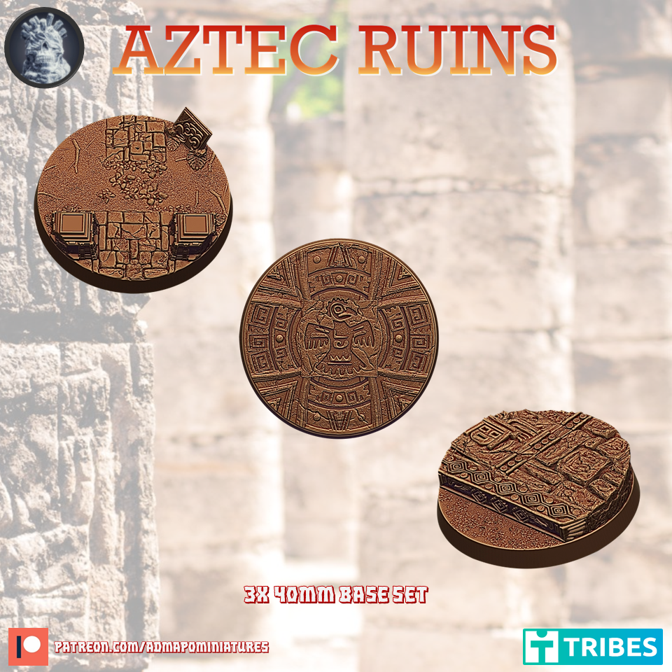 STL file Aztec Ruins Base Set 3x40mm (Pre-supported) 🎲・3D printable ...