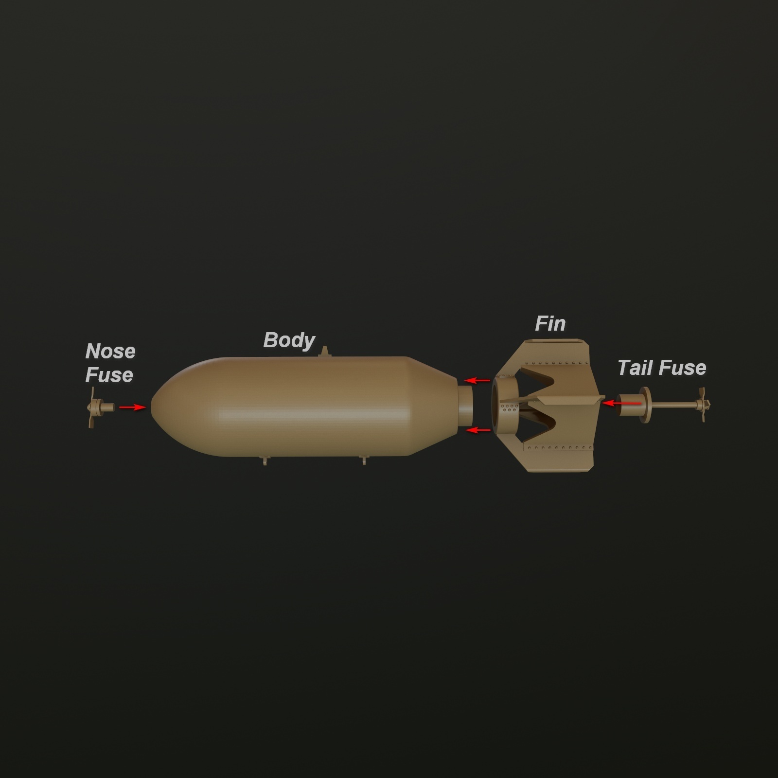 STL file US GP BOMB AN-M64A1 500LB 1-24 💣・3D printable design to ...