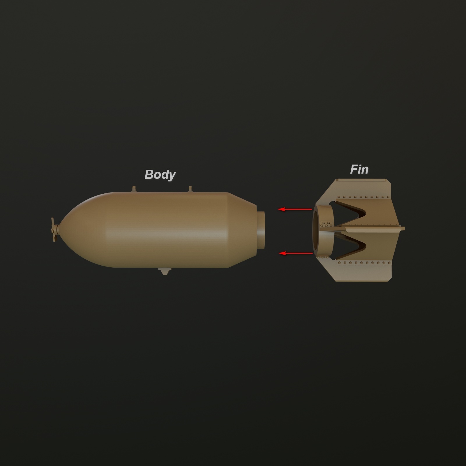 STL file US GP BOMB AN-M65A1 1000LB 1-48 💣・3D printable model to ...