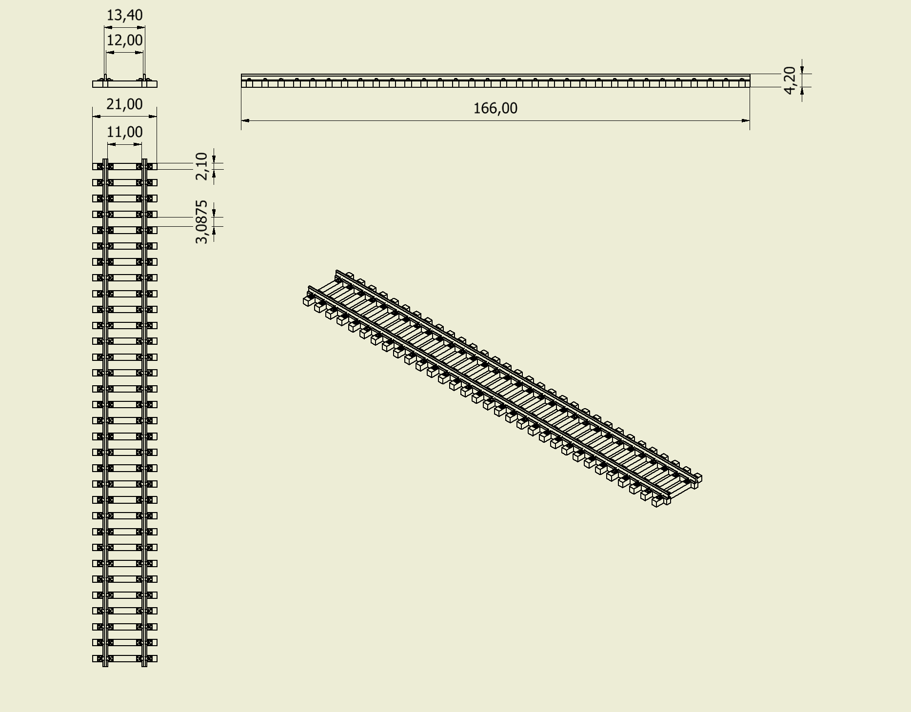 Free STL file TT Scale 1:120 Straight railway track 🛤️・3D print design ...