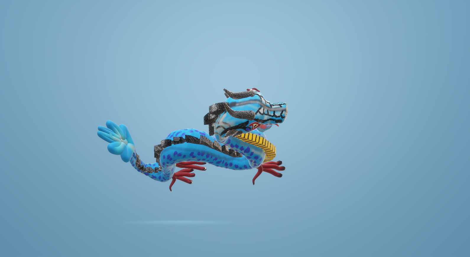 Blue Chinese Dragon Art
