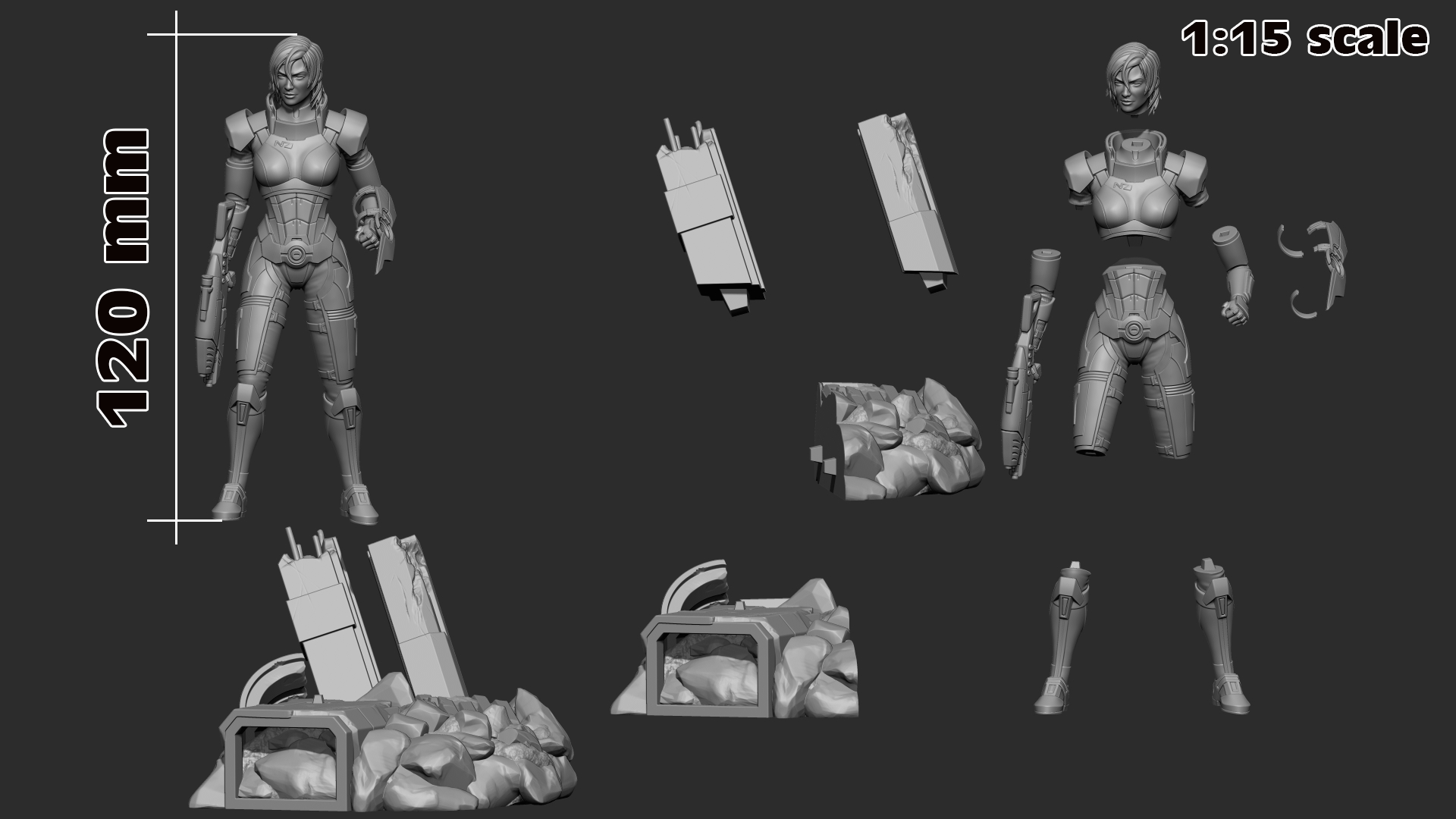 STL file Commander Shepard female ♀️・3D printer model to download・Cults