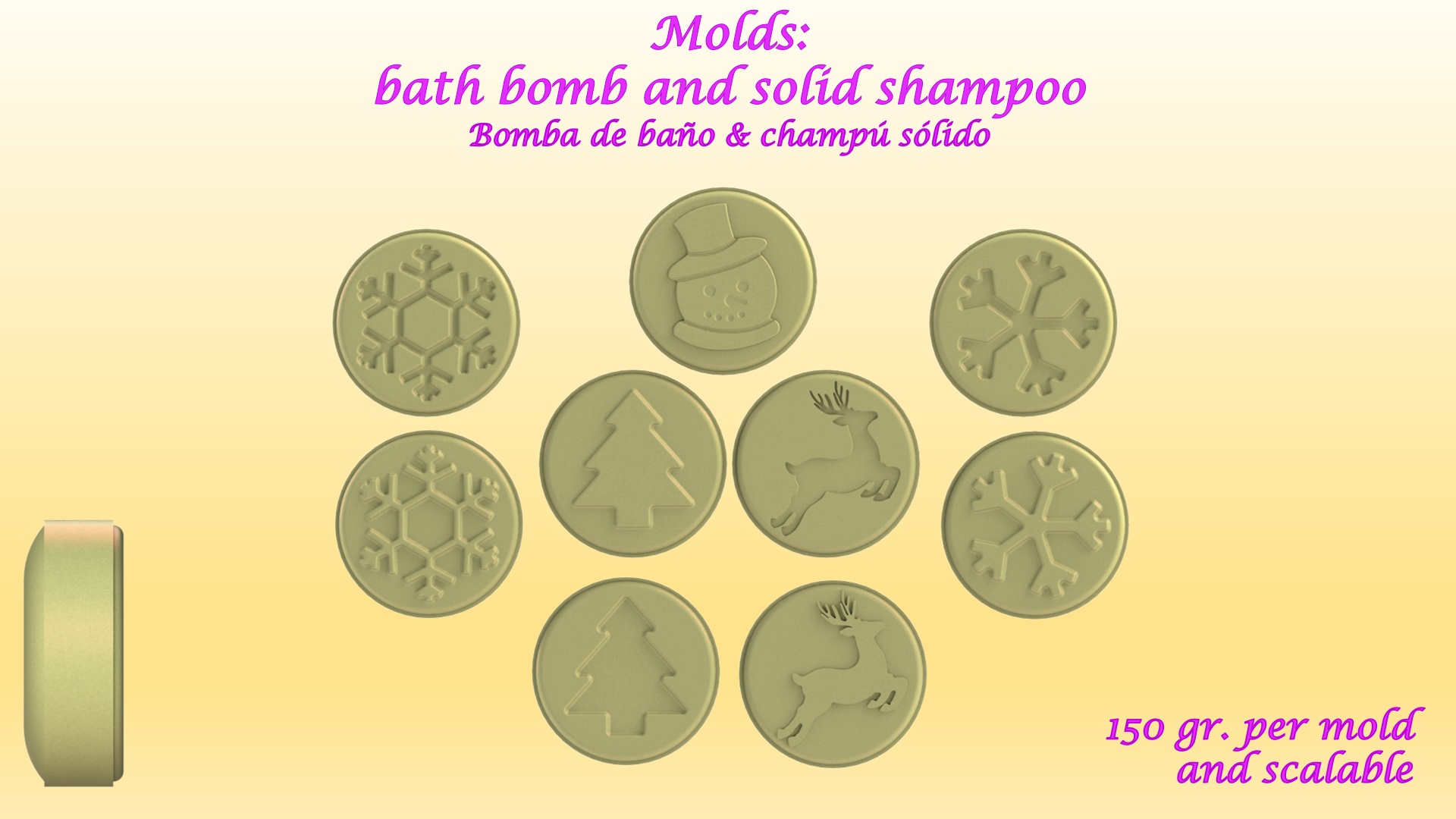 STL file MOLDS: BATH BOMB, SOLID SHAMPOO 🛀・3D print design to download・Cults